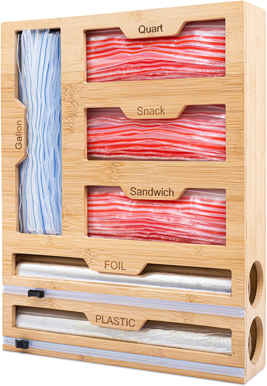 Amazon.com - Bamboo Foil and Plastic Wrap Organizer, storage bag ...