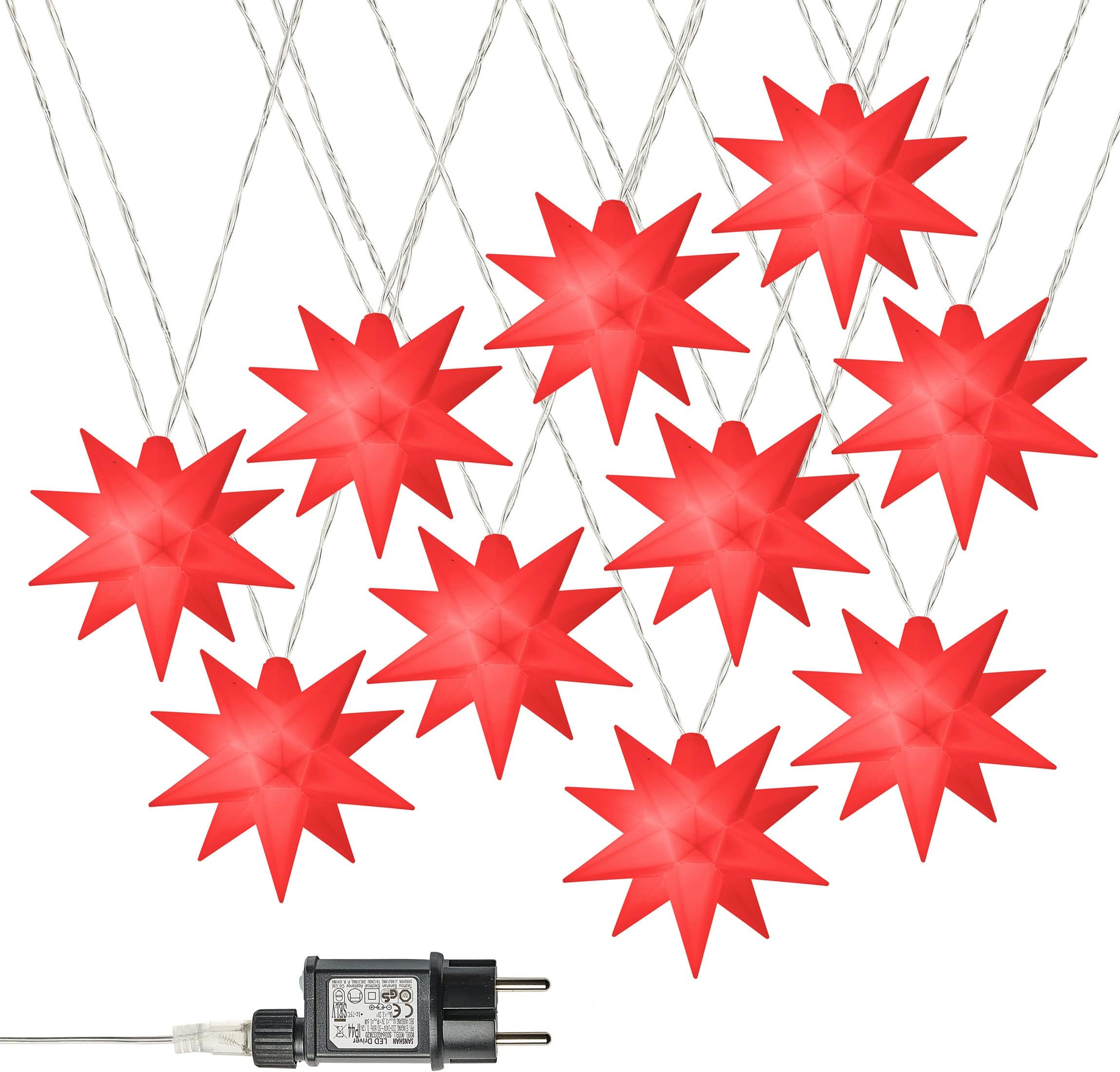 GURU SHOP Sternenkette, Lichterkette mit 10 x LED Adventsstern ...