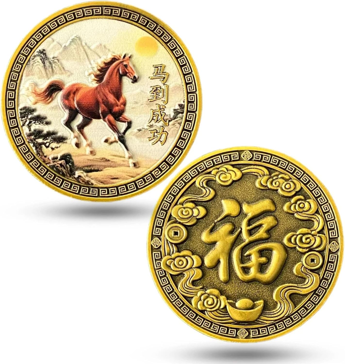 Amazon.com: Chinese Feng Shui Lucky Coin with Horse Symbol for Success ...