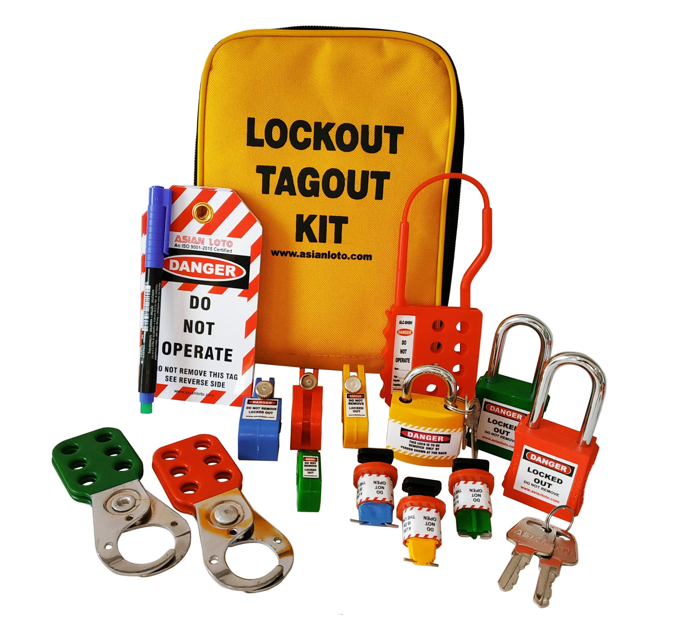 Asian Loto Yellow Pouch lockout kit with scissor cable lockout Padlock ...