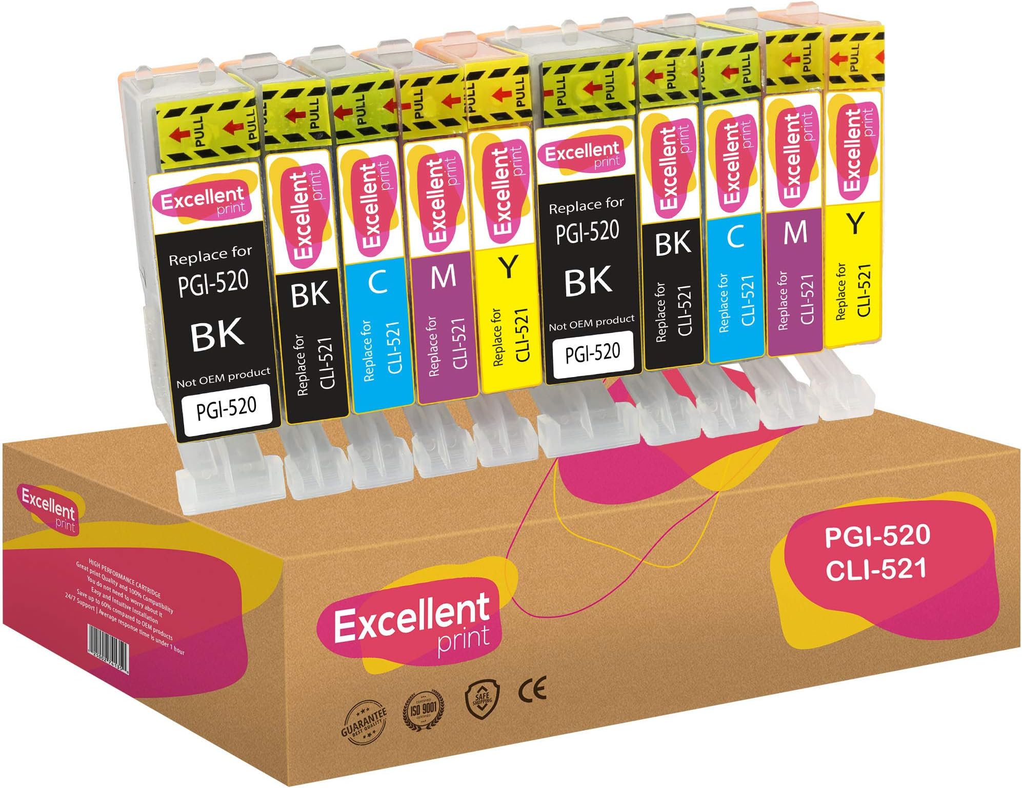 Prestige Cartridge PGI-525/CLI-526 Lot de 5 Cartouches d'encre compatible avec Imprimante Canon ...