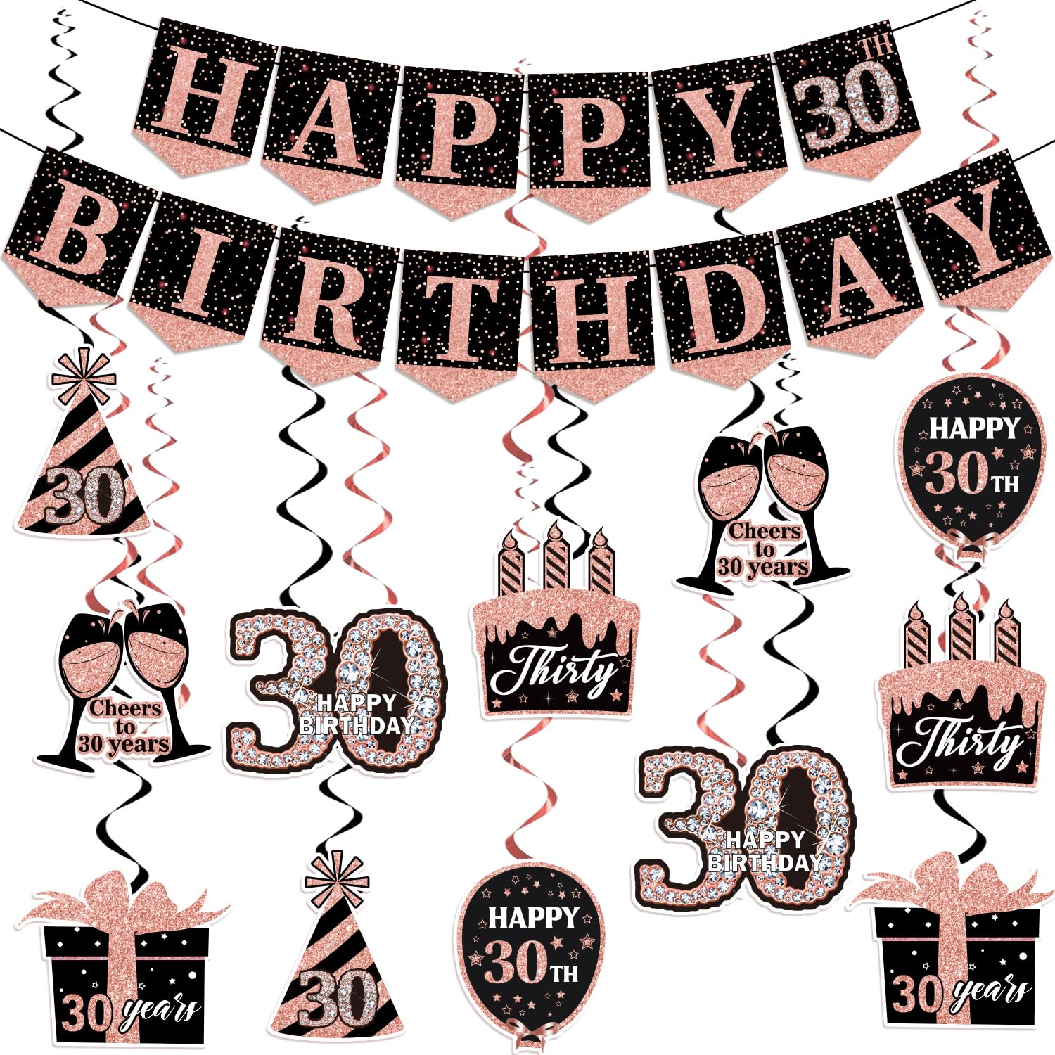 Amazon.com: KORHONEN 30th Birthday Decorations for Women, Pink and ...