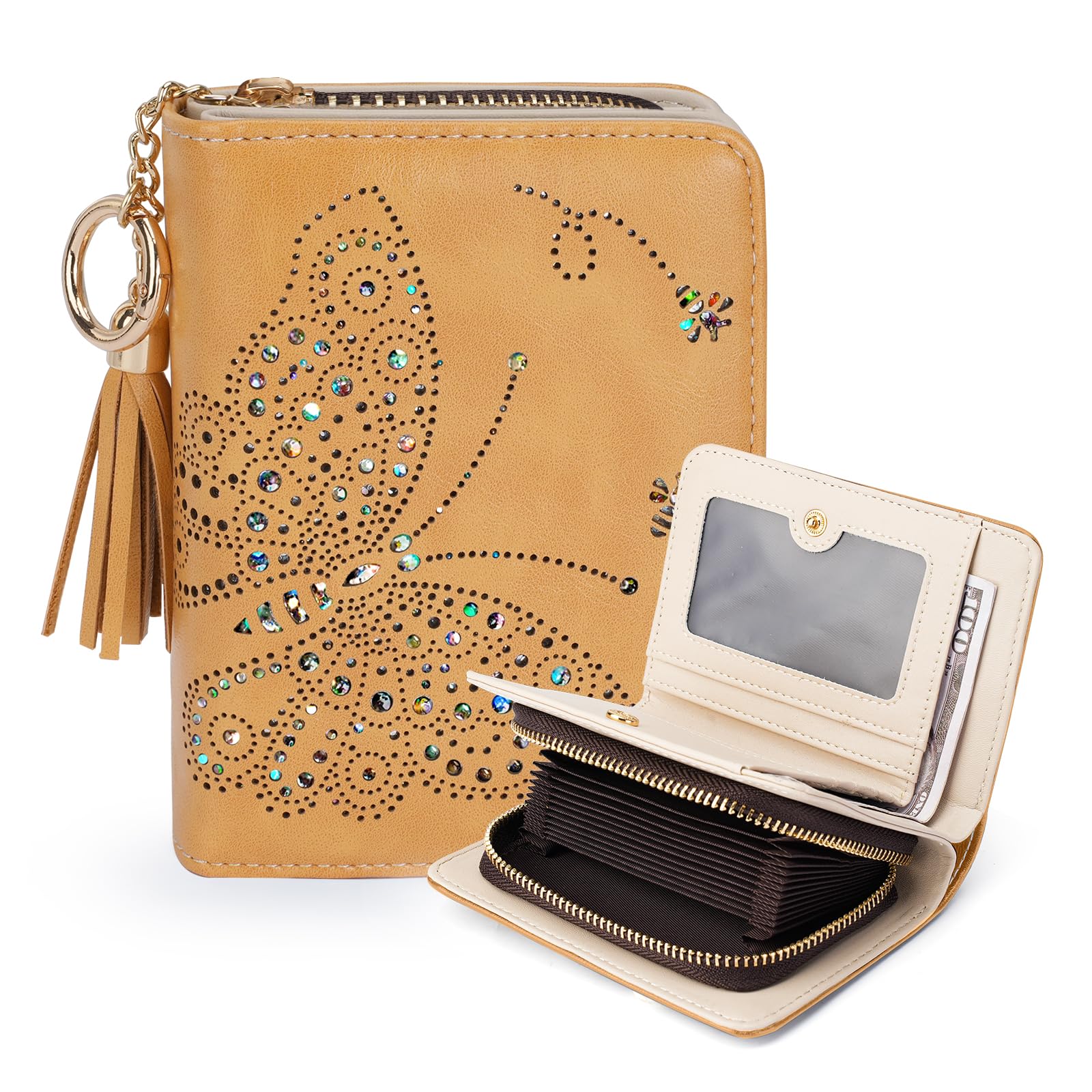 Amazon.com: KITEVIUN Women RFID Blocking Small Bifold Wallet, Compact ...