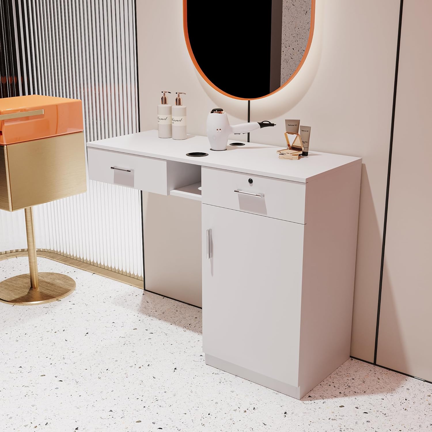 Amazon.com: ROCKINGRUN Barber Salon Station Wall Mount,Vanity Desk with ...