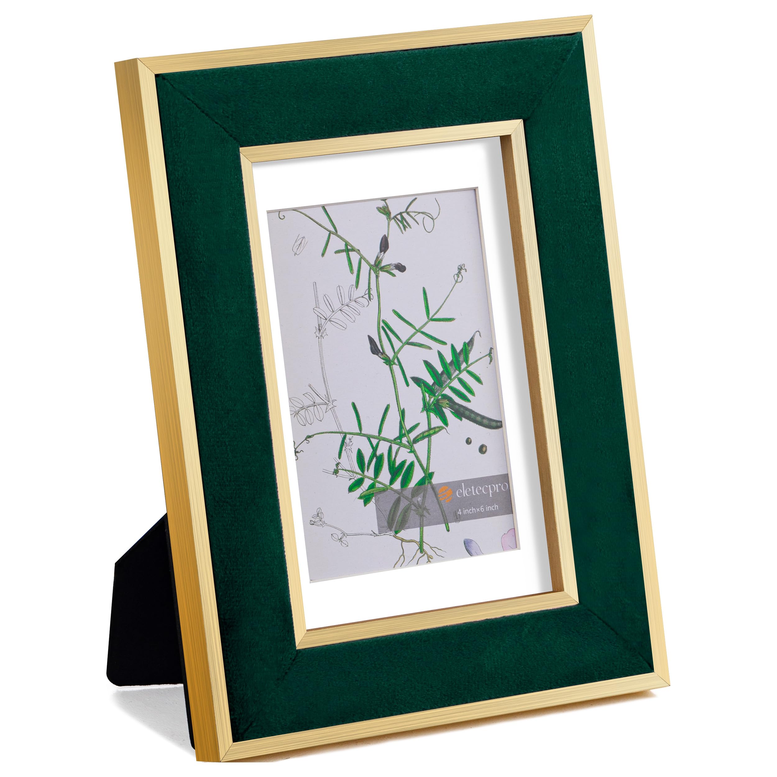 Amazon.com: eletecpro 4x6 Velvet Picture Frame with Gold Finish Matted ...
