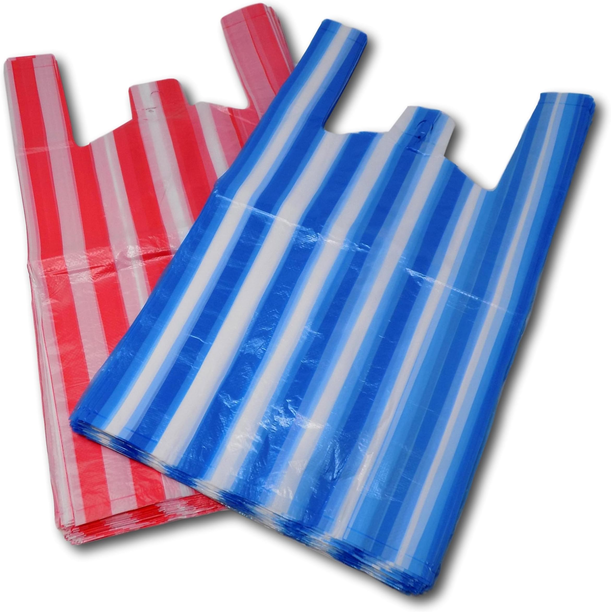 UKPS 100 Blue Plastic Polythene Vest Style Carrier Bags - Size 11 x 17 ...