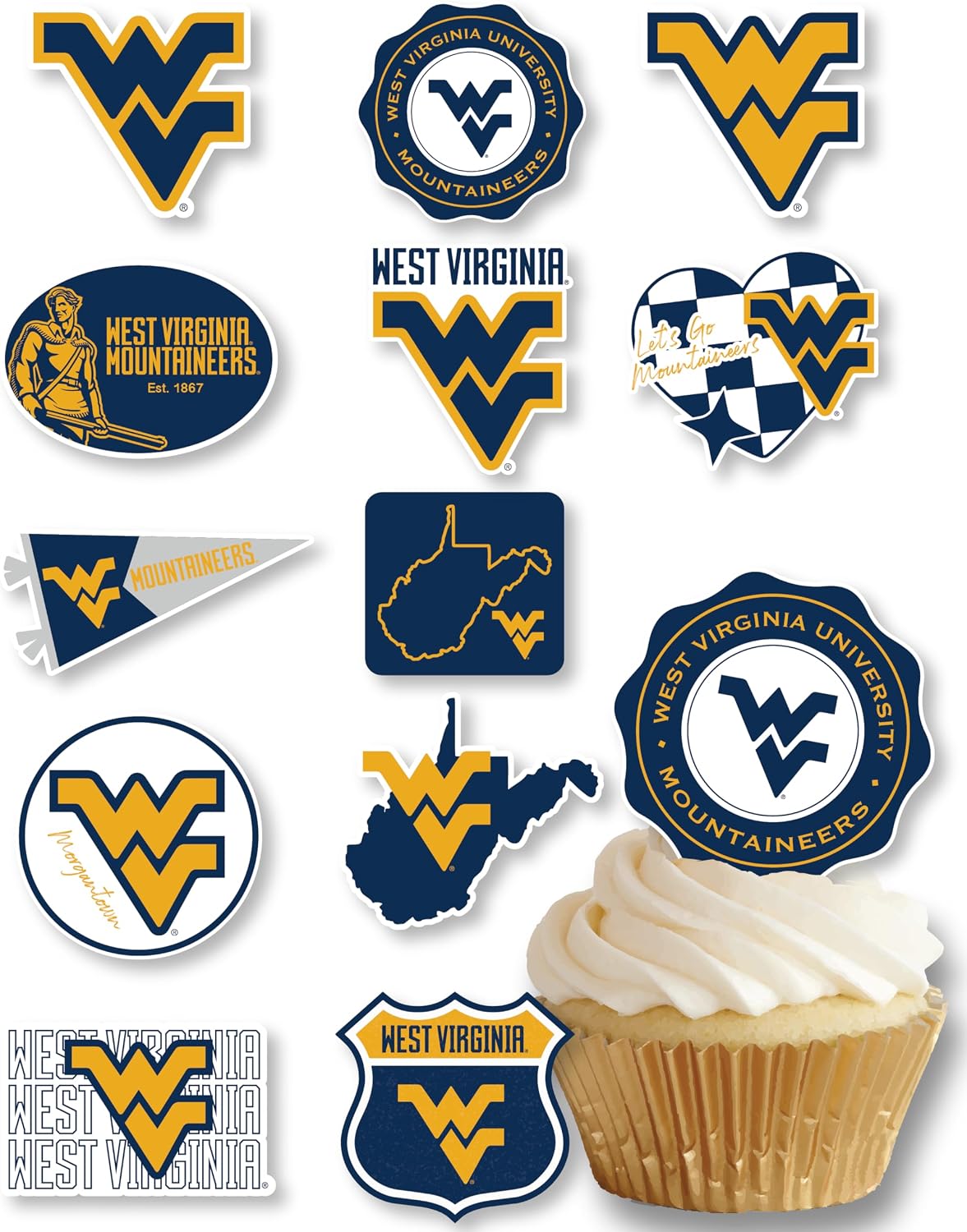 Amazon.com: West Virginia University Cupcake Topper Party Supplies for ...