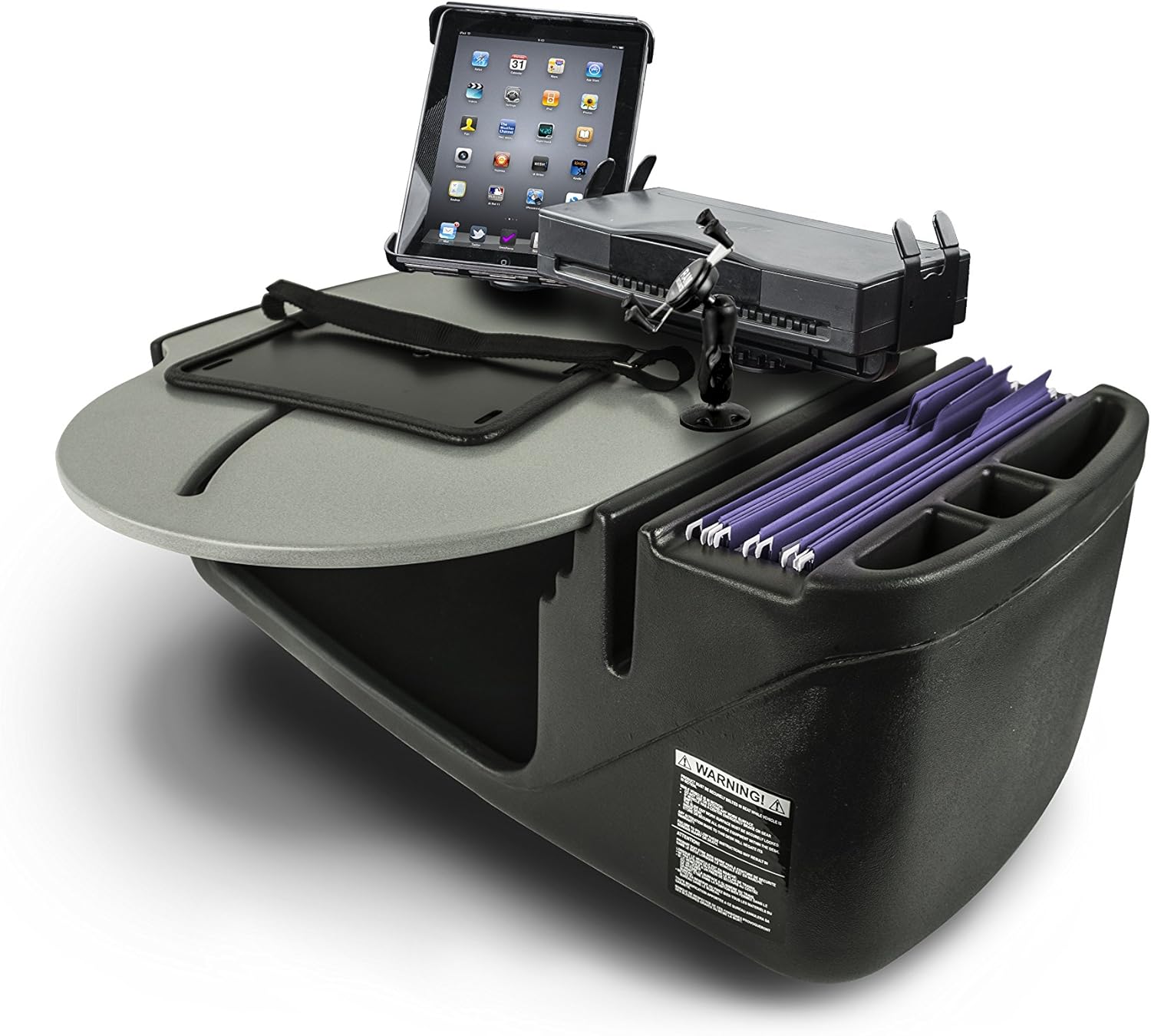AutoExec AUE49150 RoadMaster Car Desk Grey Finish with Phone, Printer ...