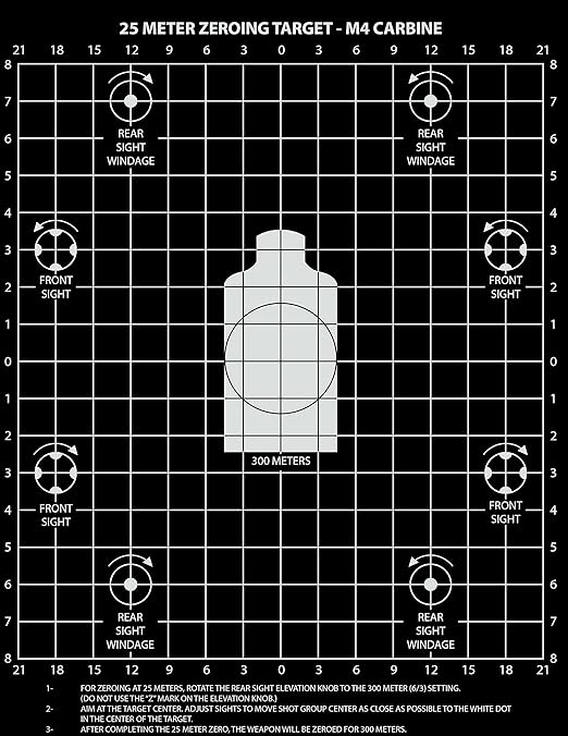 Amazon.com : M4 Carbine 25 Meter Zeroing Target on EZ Peel Notepad ...