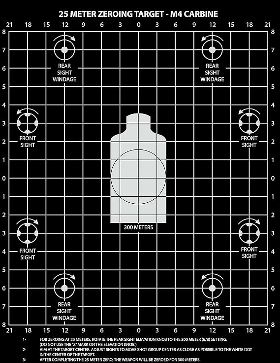 Amazon.com : M4 Carbine 25 Meter Zeroing Target on EZ Peel Notepad ...
