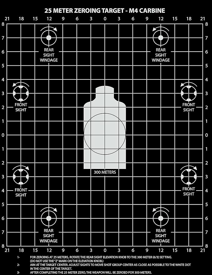 Amazon.com : M4 Carbine 25 Meter Zeroing Target on EZ Peel Notepad ...