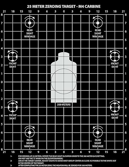 Amazon.com : M4 Carbine 25 Meter Zeroing Target on EZ Peel Notepad ...