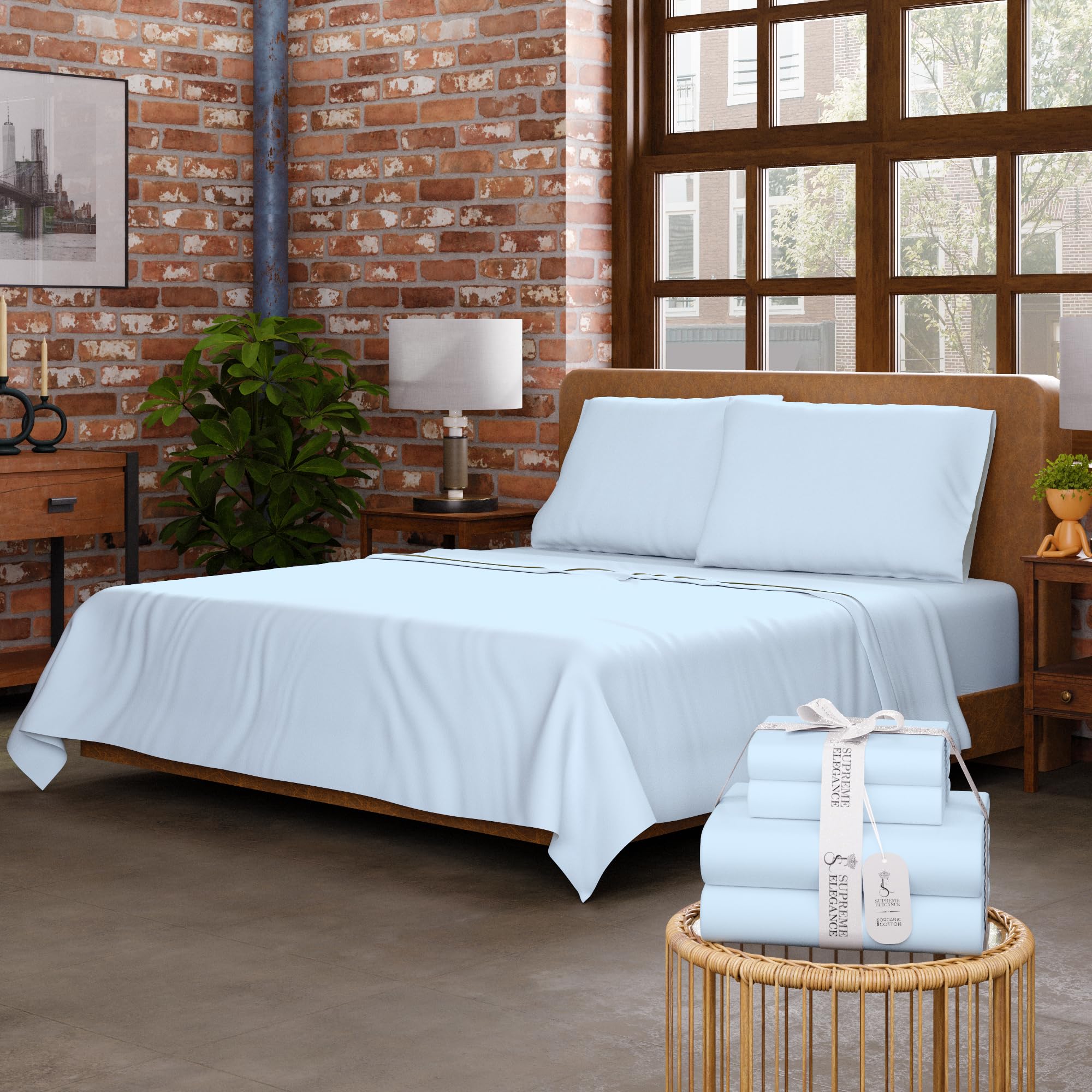 Amazon.com: Organic Cotton Twin XL Sheets, Sky Blue 100% Cotton Sheet ...