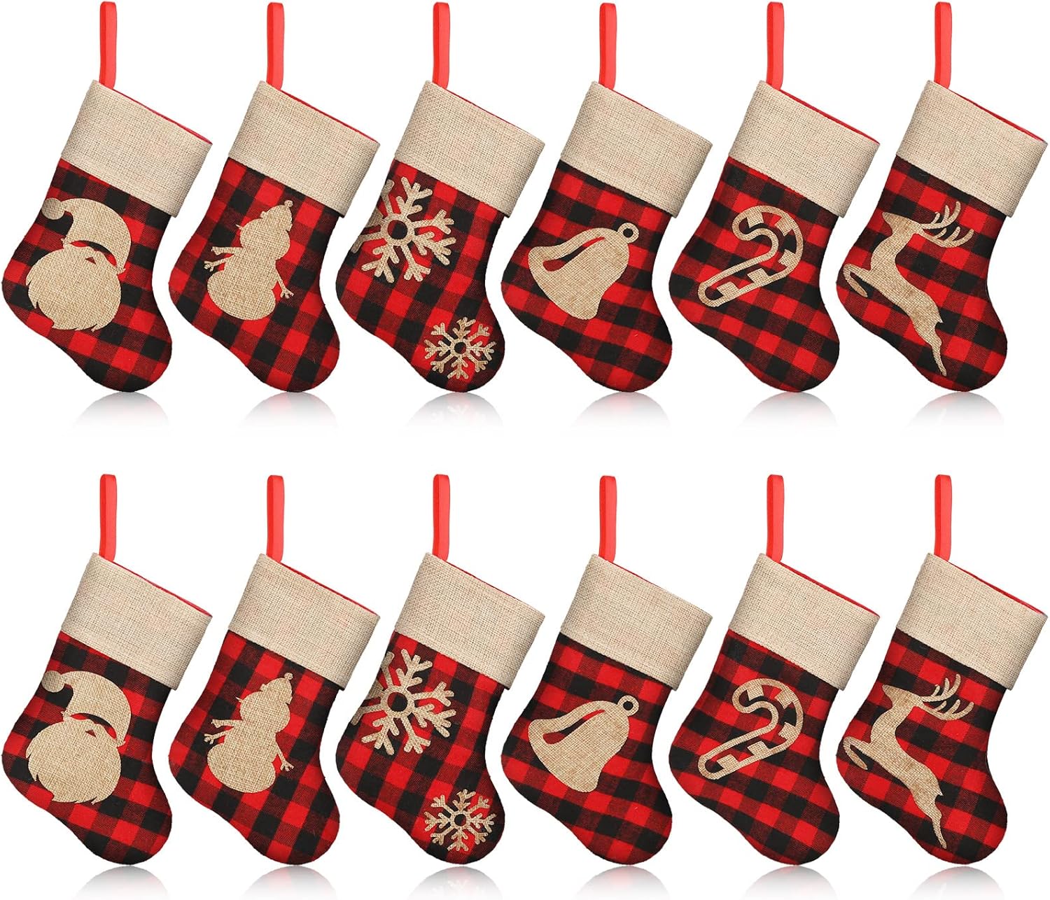 Amazon.com: Mini Christmas Stockings 12 Pack Different Design 8 Inch ...