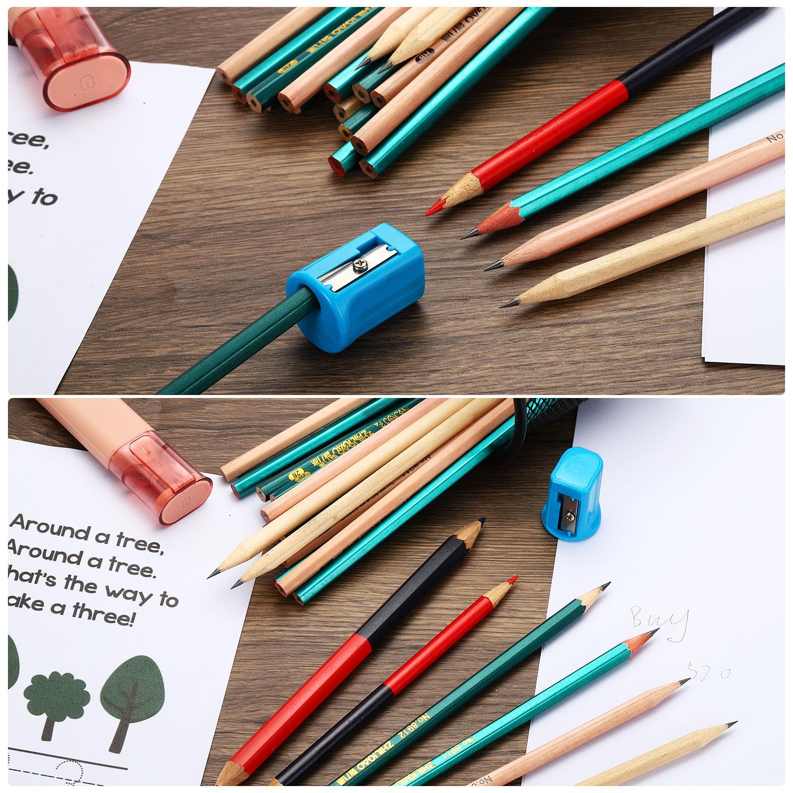 PATIKIL Red and Blue Hexagon Pencils, 48 Pack HB Graphite Pencils Wood ...