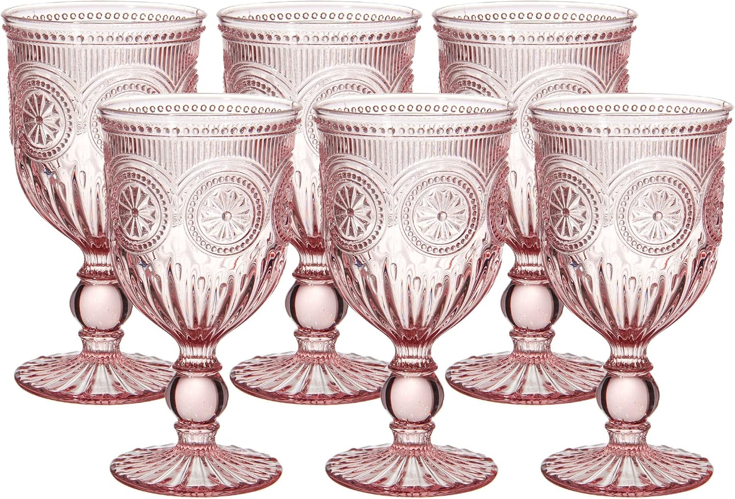Amazon.com | Kingrol 6 Pack Vintage Water Goblets, 10 oz Wine Glasses ...