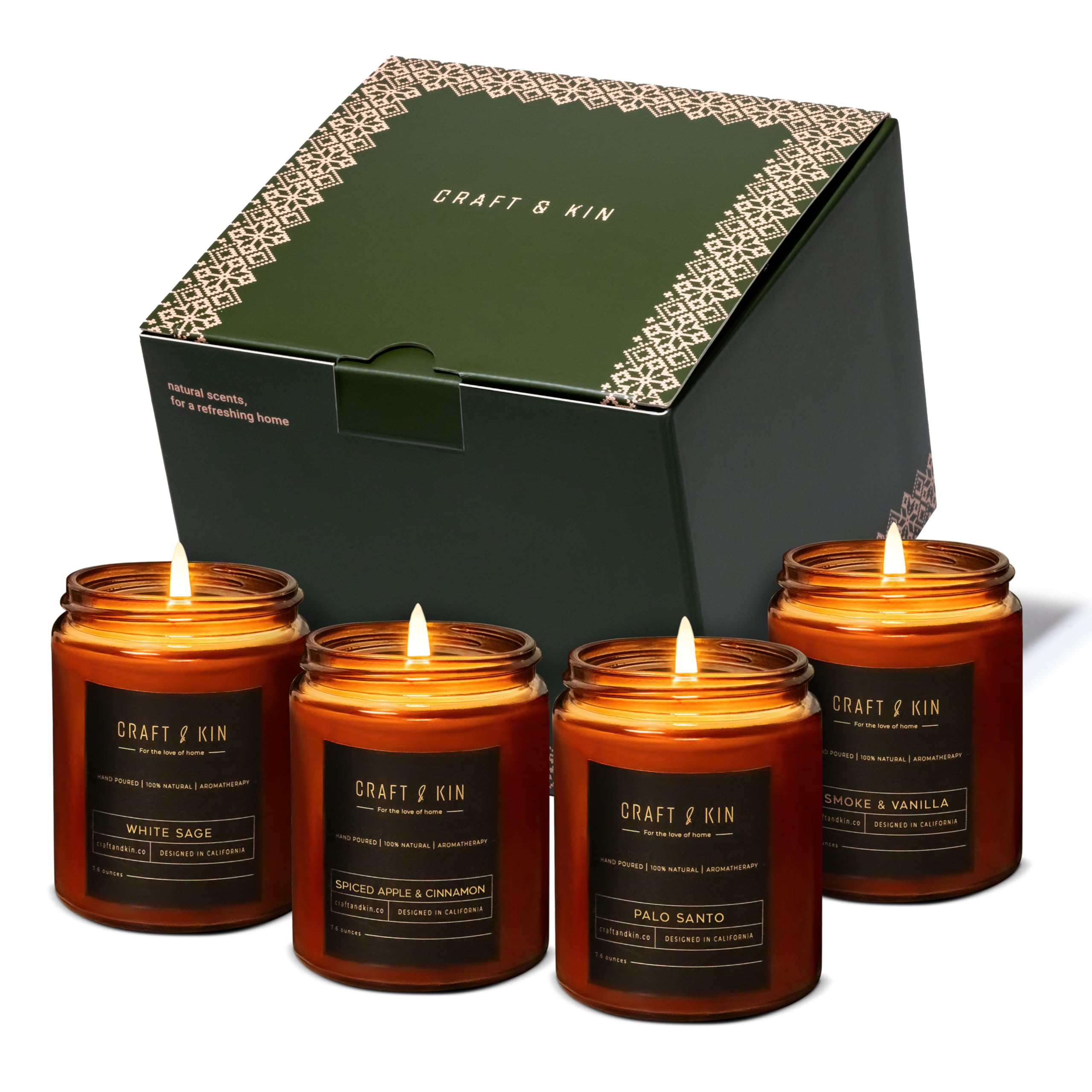 Amazon.com: Craft & Kin Holiday Gift Box | Candle Sets for Home Scented ...