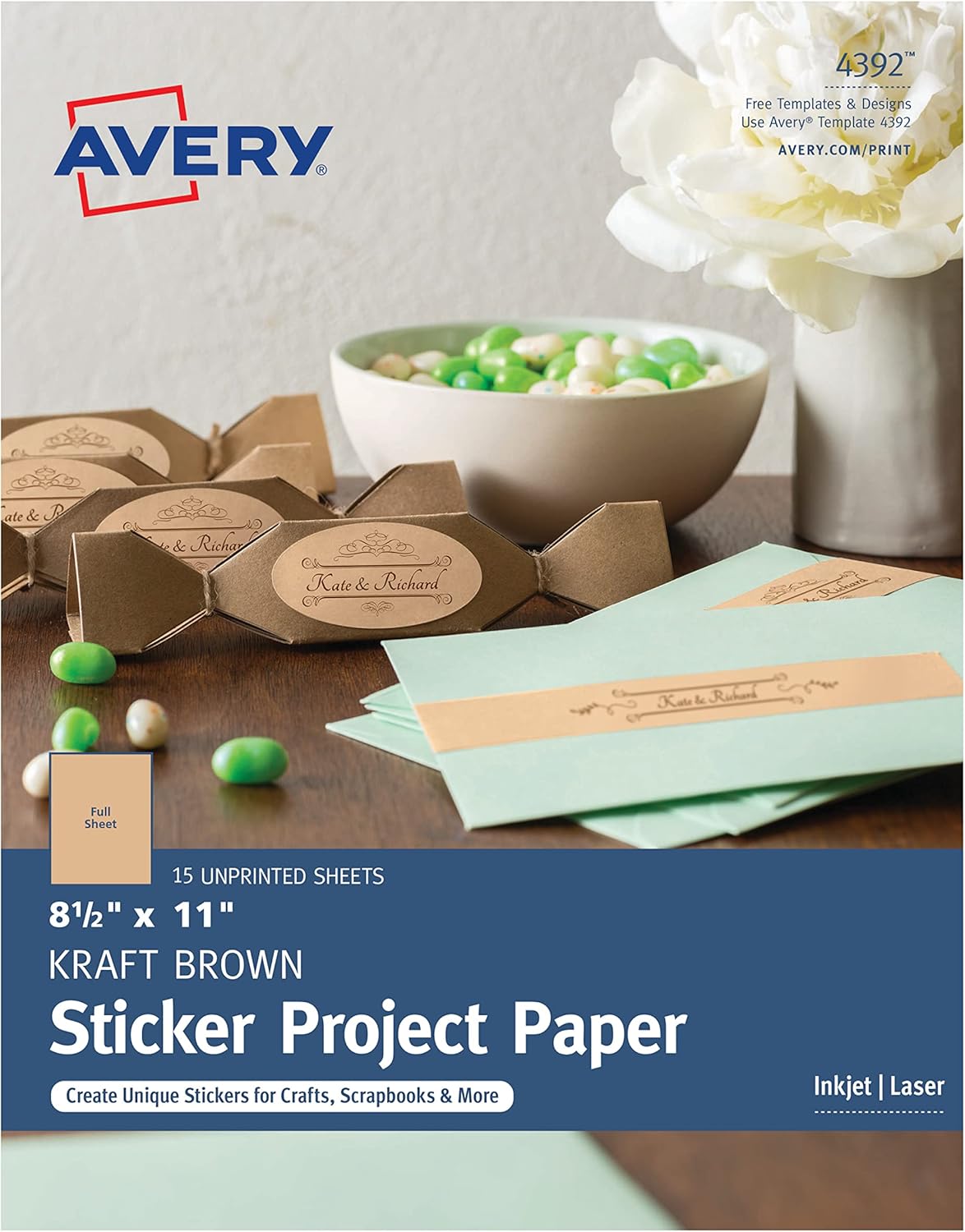 AVERY Permanent Sticker Project Paper, Laser/Inkjet, Kraft Brown, 8.5 ...