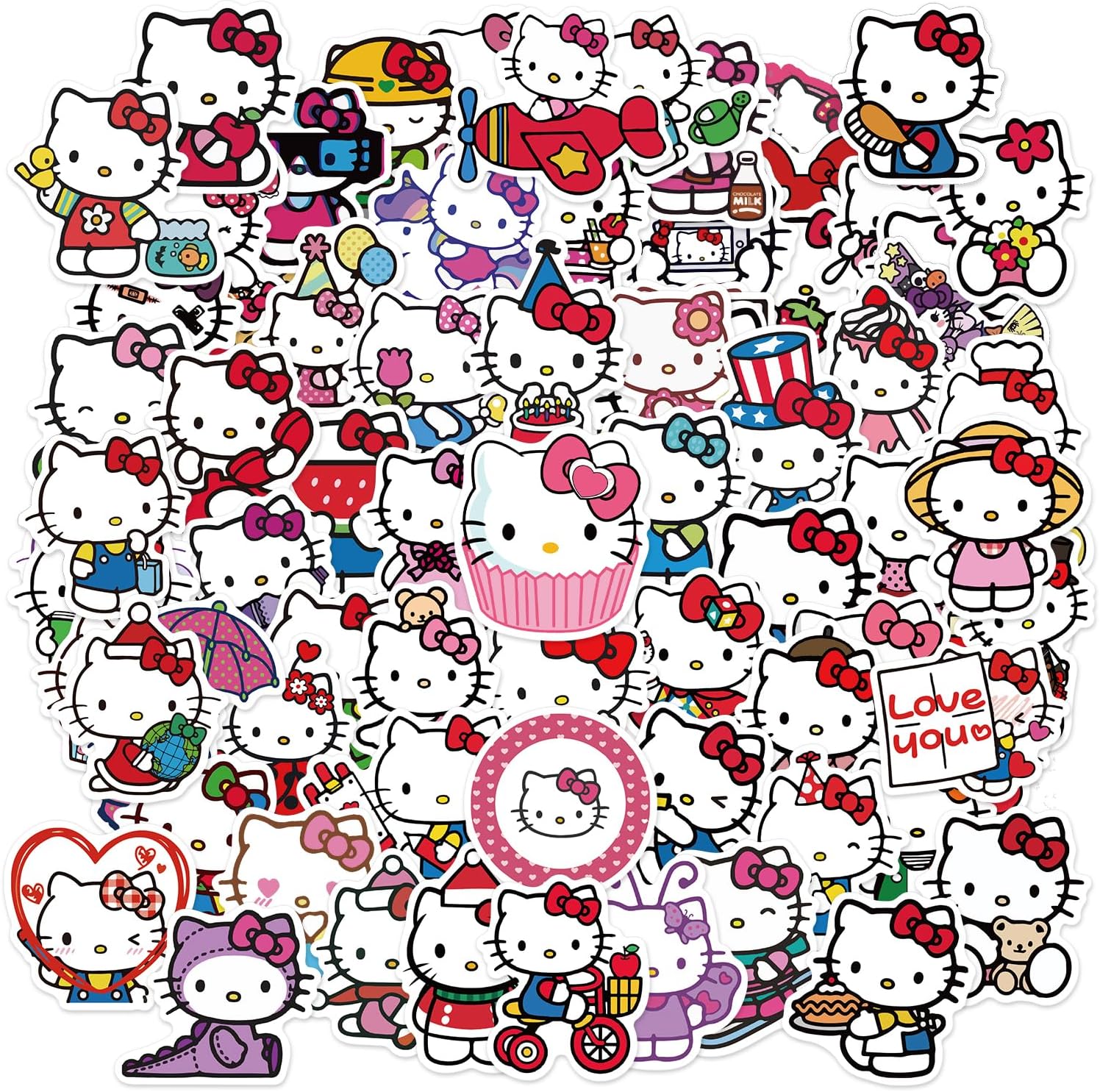 Amazon.com: zkiky 100PCS Cute Cartoon Stickers Kawaii Cat Stickers ...