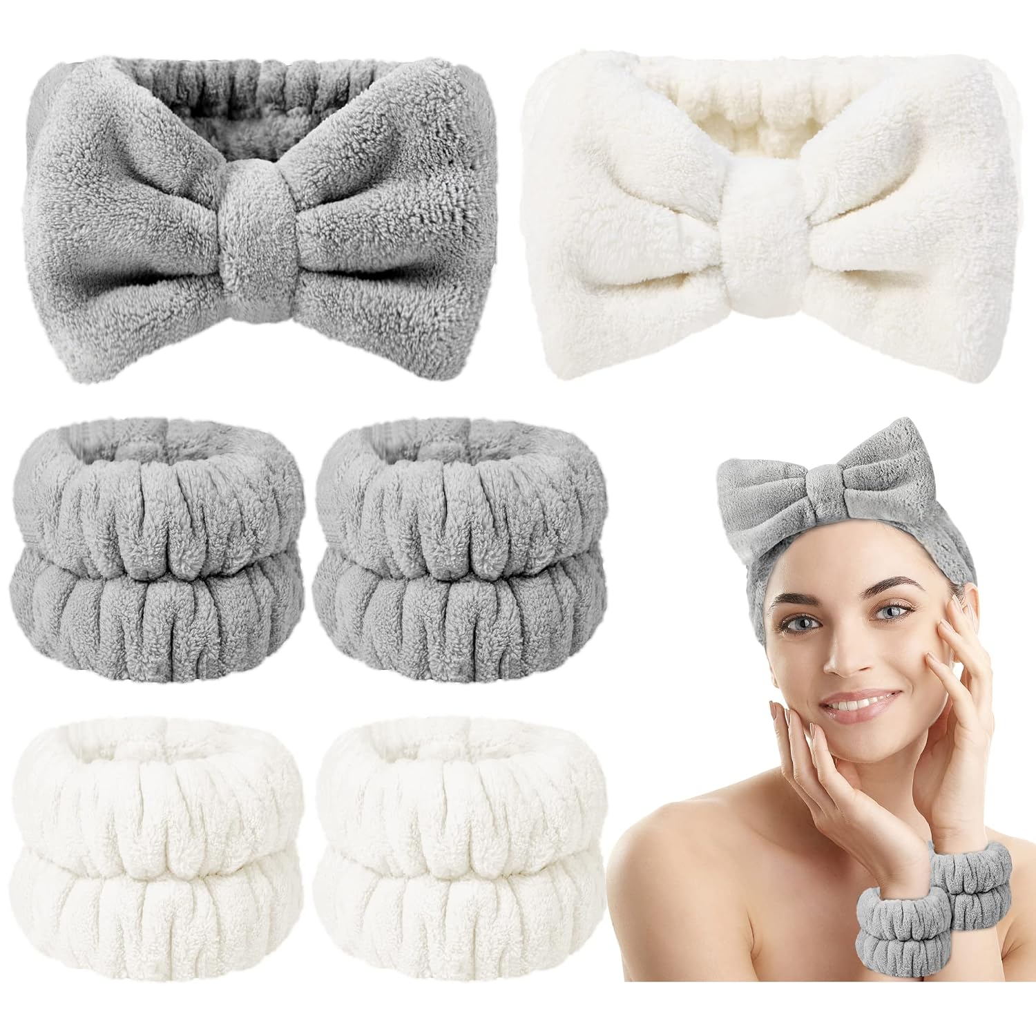 Amazon.com : 6 Pieces Spa Headband Wrist Bands for Washing Face Face ...