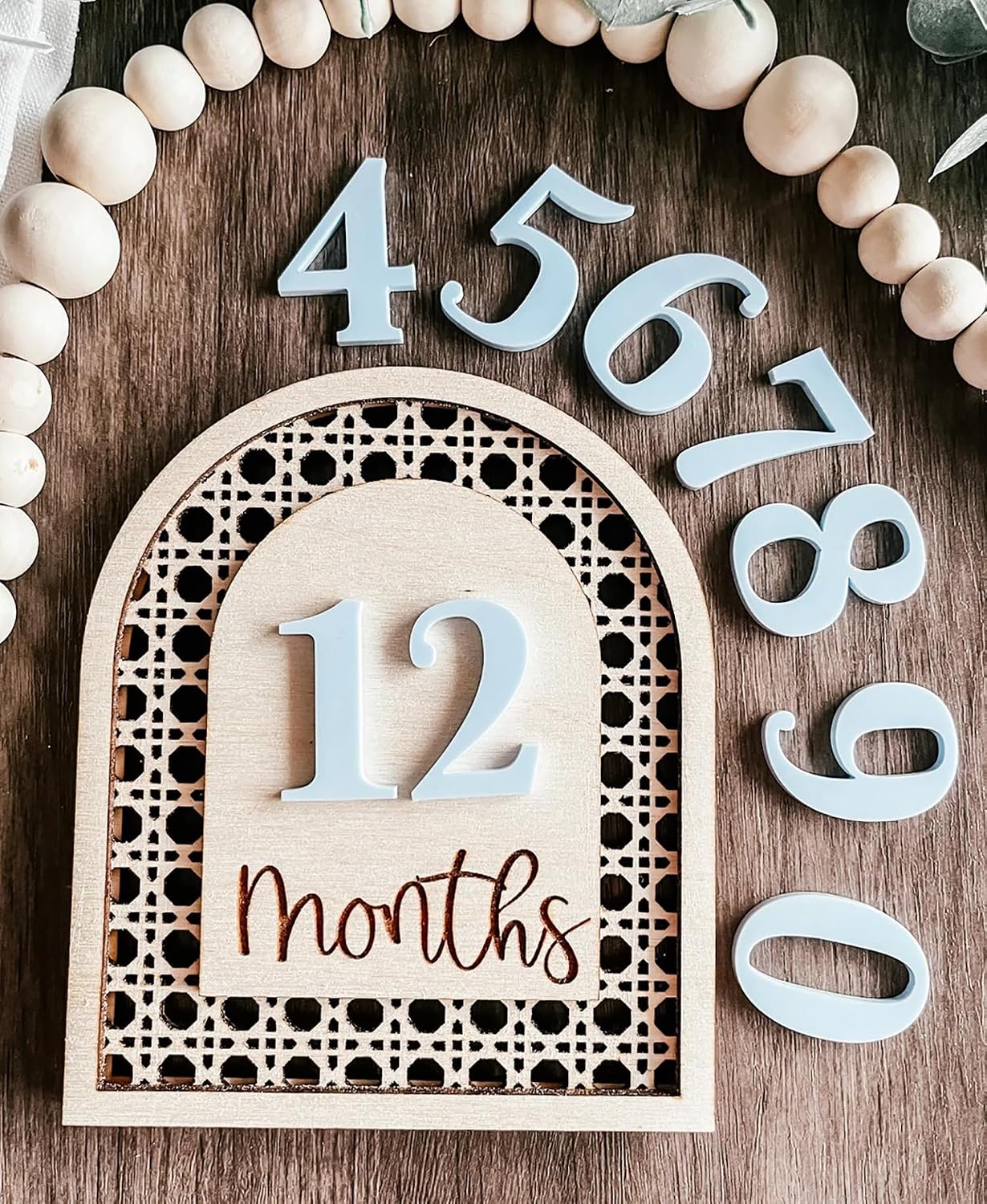 Cliths Boho Monthly Milestone Cards for Baby Photoshoot, Wooden ...