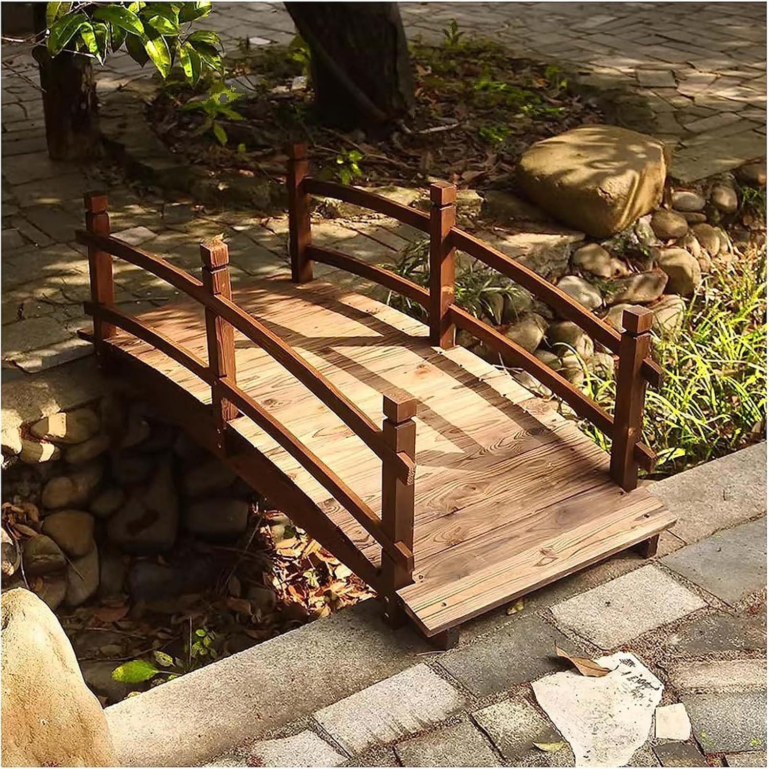 Amazon.com: Gruytoie Wooden Garden Bridge Kit, 4.6 ft Outdoors ...