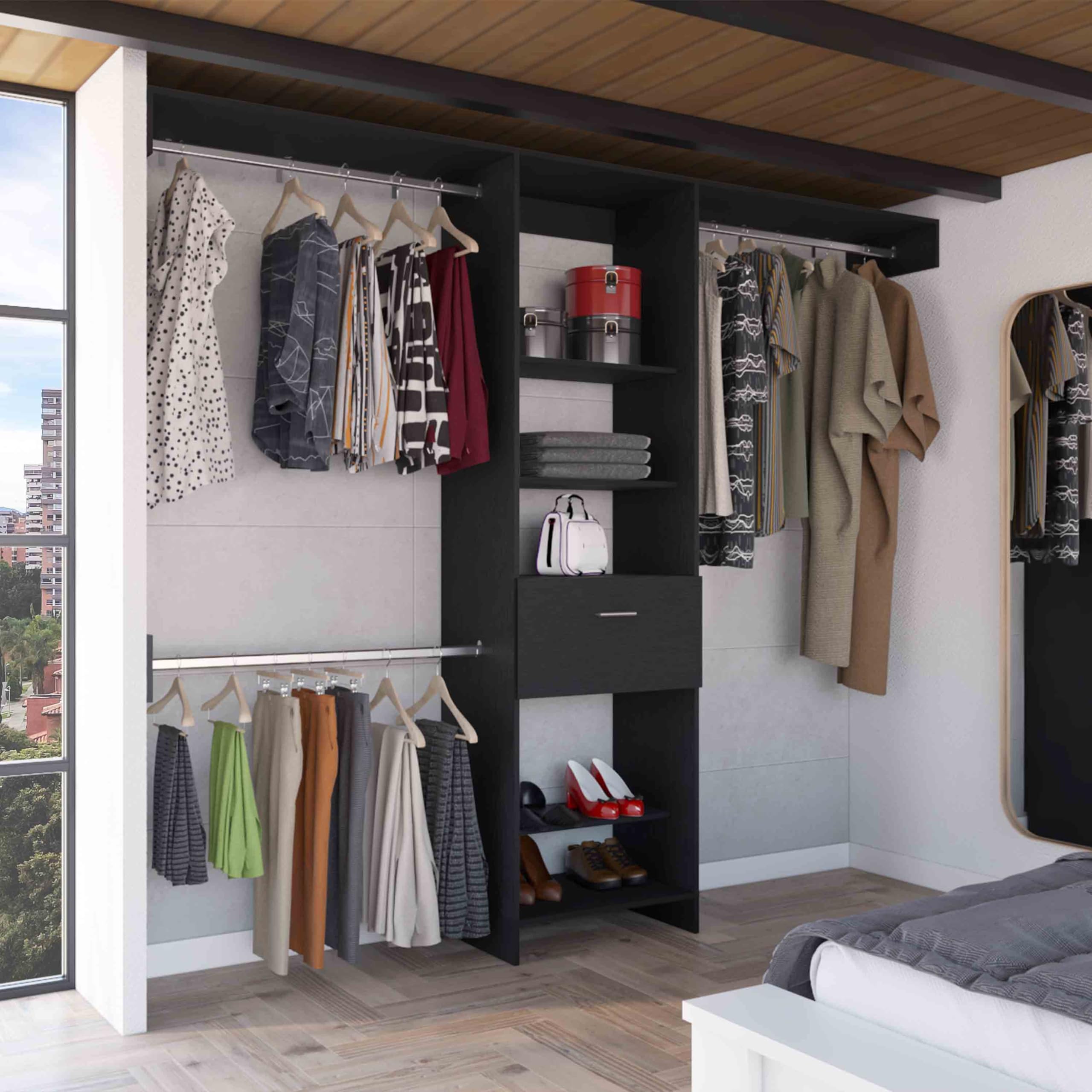 Amazon.com: Heemab Modern Closet System with Five Open Shelves, One ...