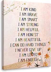 Amazon.com: WODMIS Affirmation Wall Decor,I Am Kind Smart Brave ...