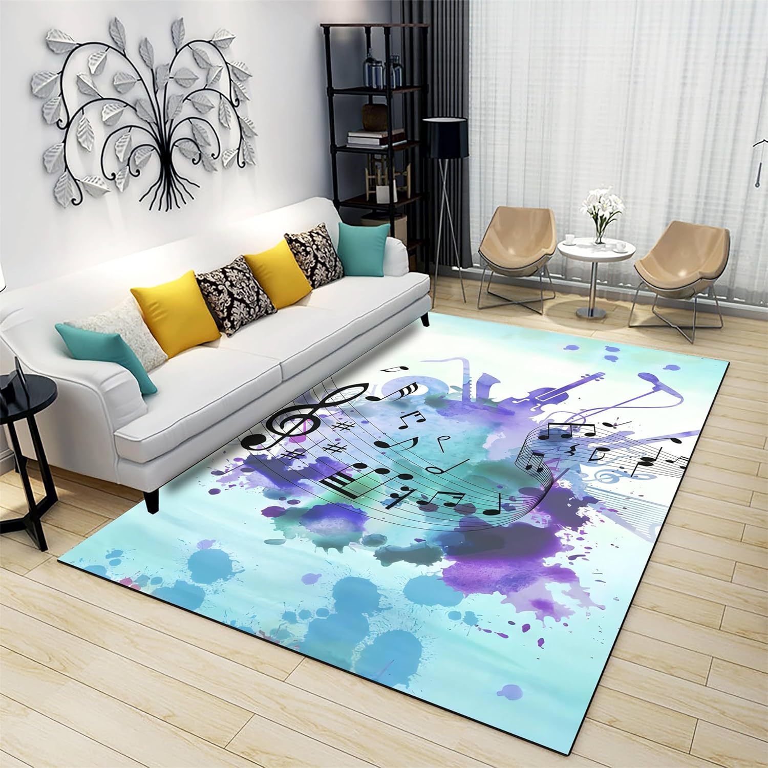 Amazon.com: EXINBU Music Notes Area Rug 3x5ft Colorful Graffiti Black ...