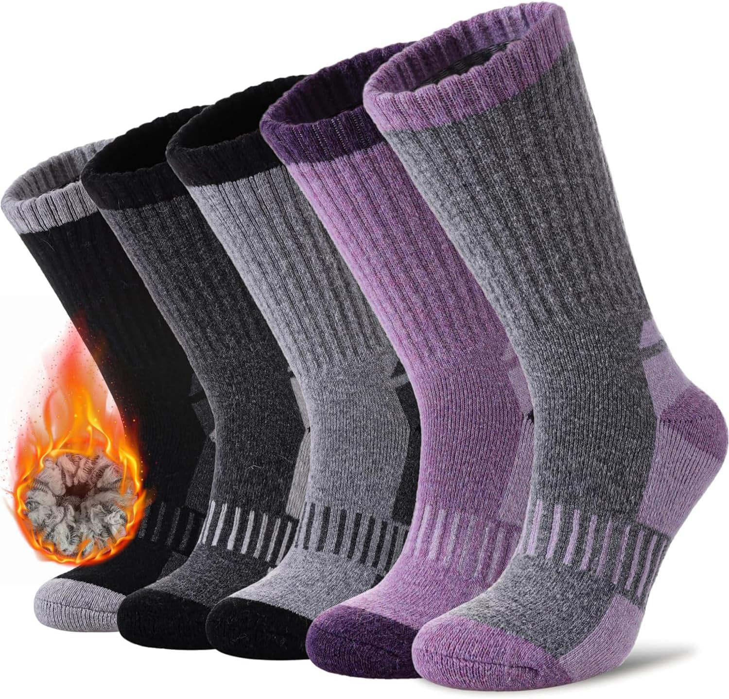 SPDCOW 5 Pares Calcetines Termicos Mujer Frio Extremo,Calcetas Lana ...