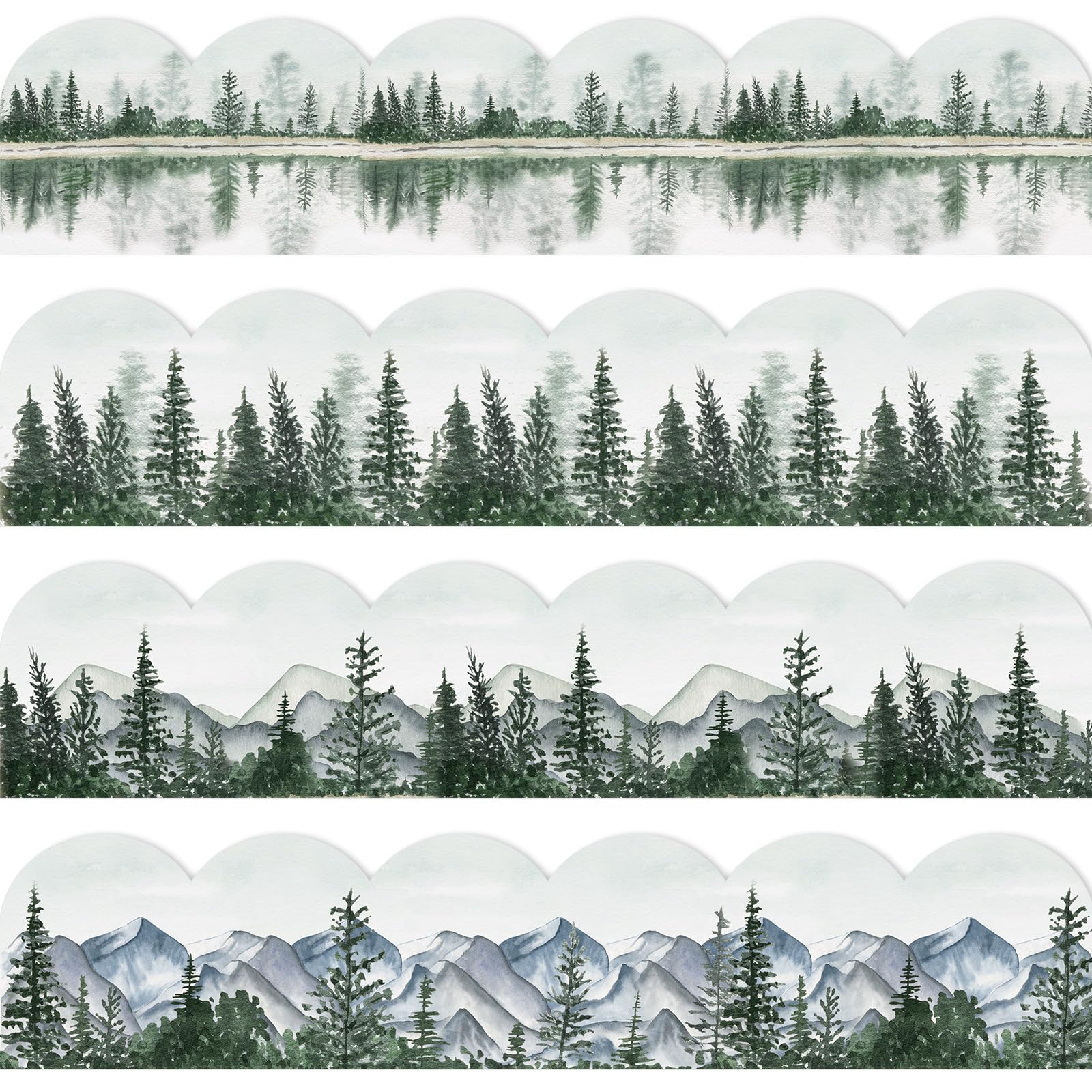 Amazon.com: AnyDesign 69Ft Watercolor Forest Bulletin Board Borders 4 ...