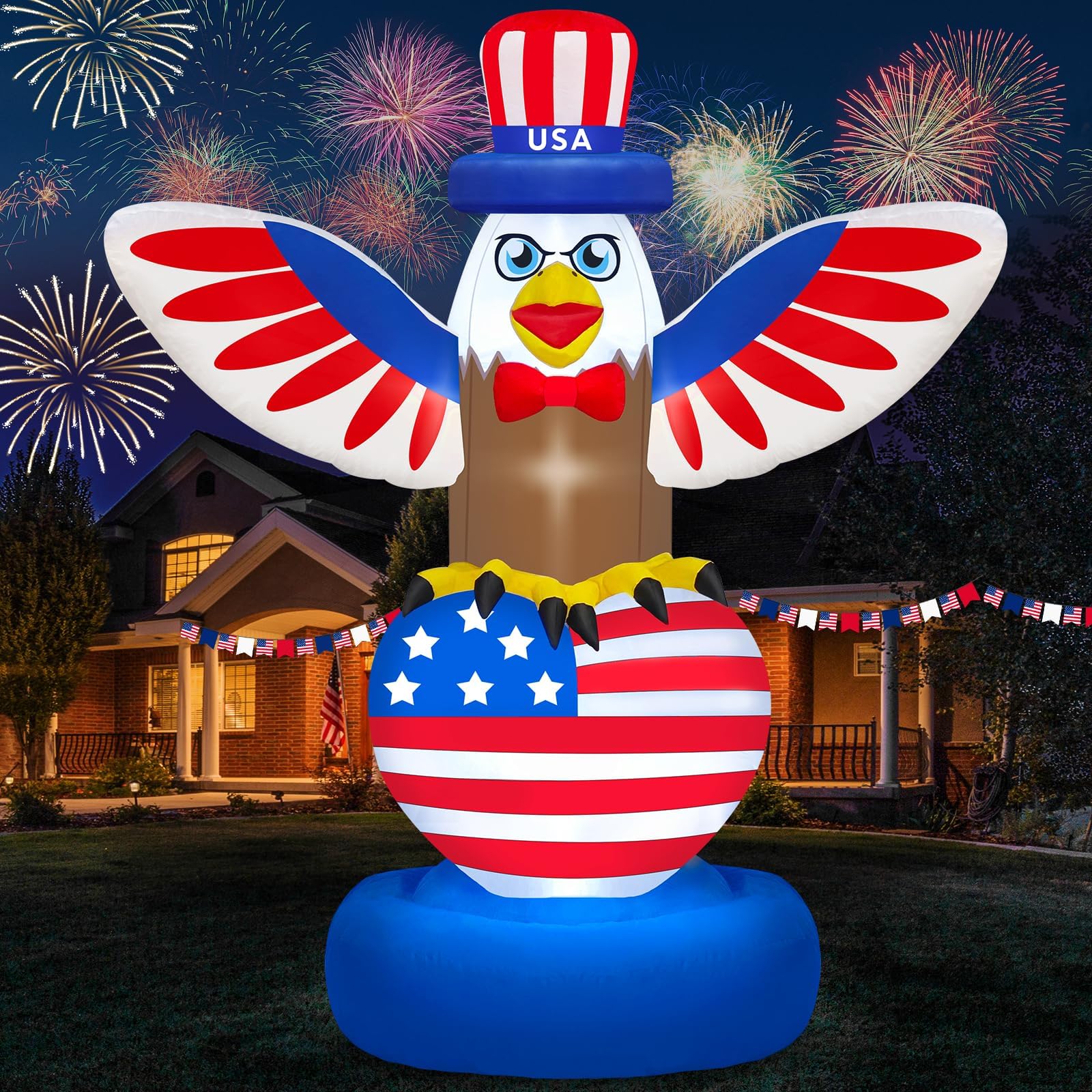 Amazon.com: Leyndo 5 Ft Height 4th of July Inflatables Cat Patriotic ...