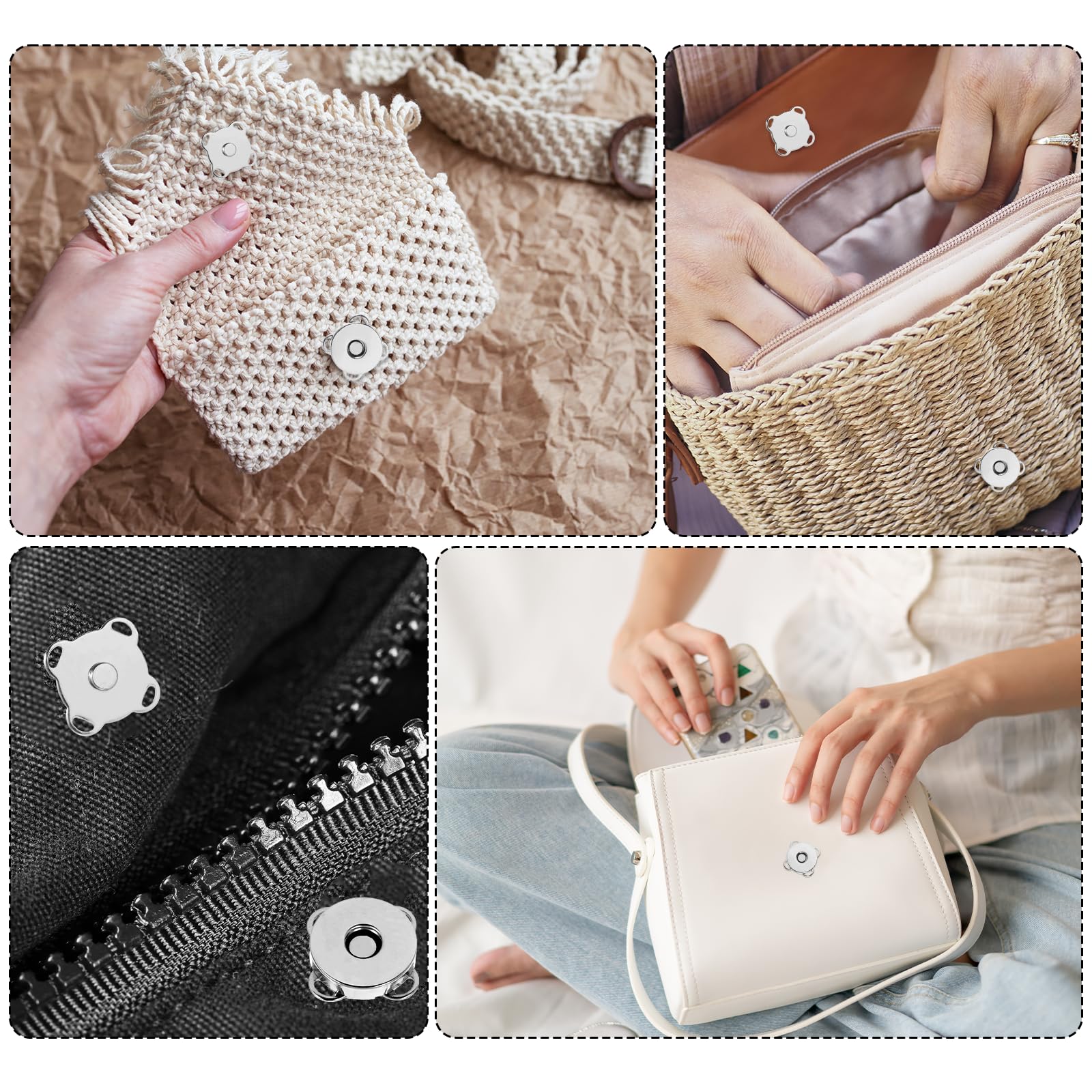 Bag Clasps And Closures Purse Hardware 12 Sets Magnetic Snaps Buttons ...