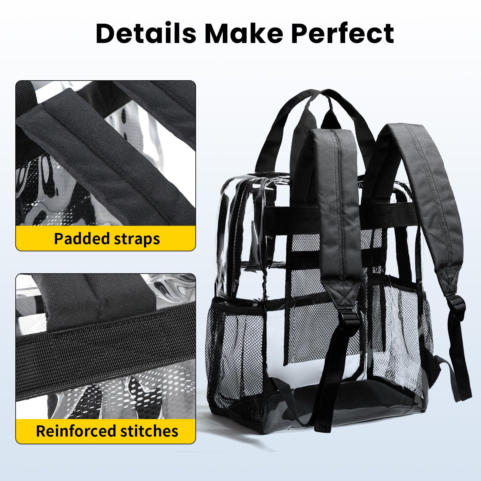 Snapklik.com : Vorspack Clear Backpack Heavy Duty - Large Clear Book Bag