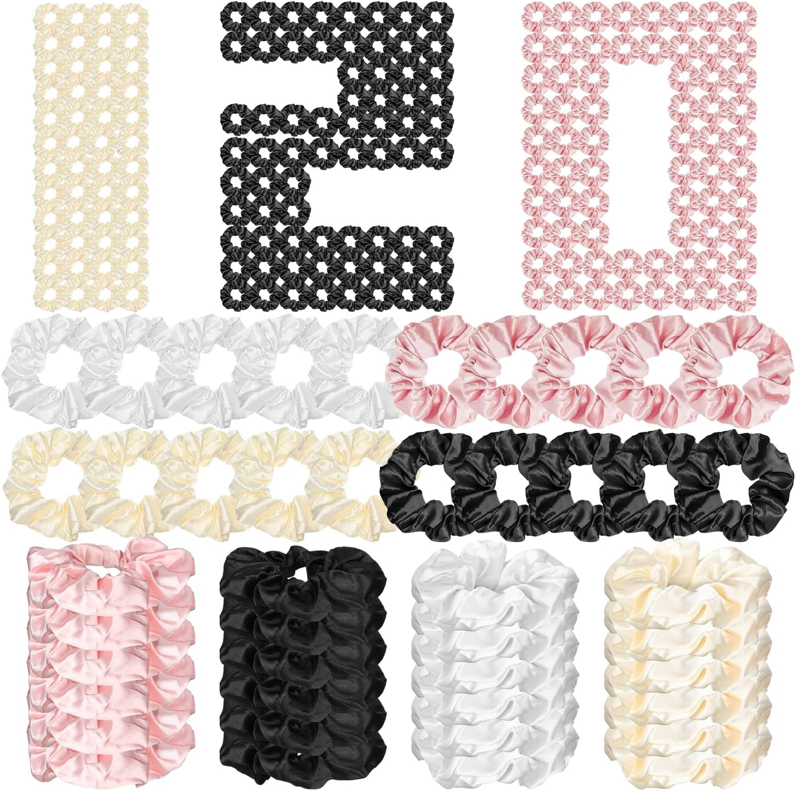 Amazon.com : ADRIONE Satin Scrunchies for Women & Girls - 60 Pack Silk ...