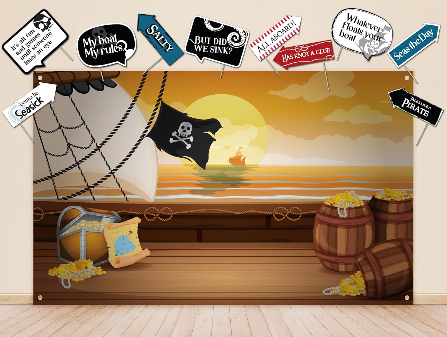 Amazon.com: Pirate Party Decoration Kit - Includes Photography Backdrop ...