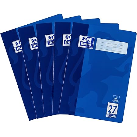 Oxford Schule Schulheft, 5er Pack, DIN A4, kariert, 16 Blatt, rot ...