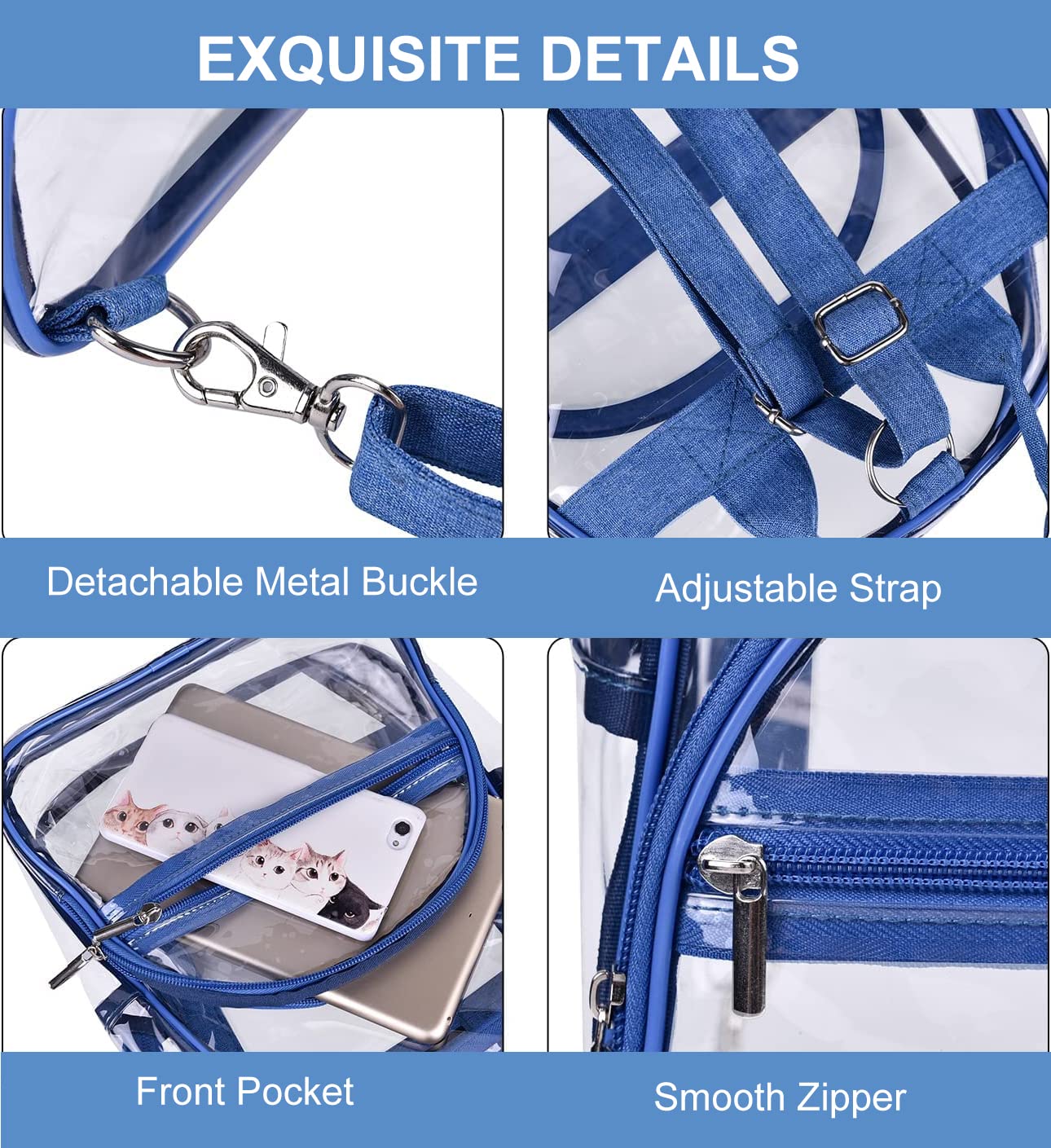 Snapklik.com : Small Clear Backpack, Clear Bag Stadium Approved, Small ...