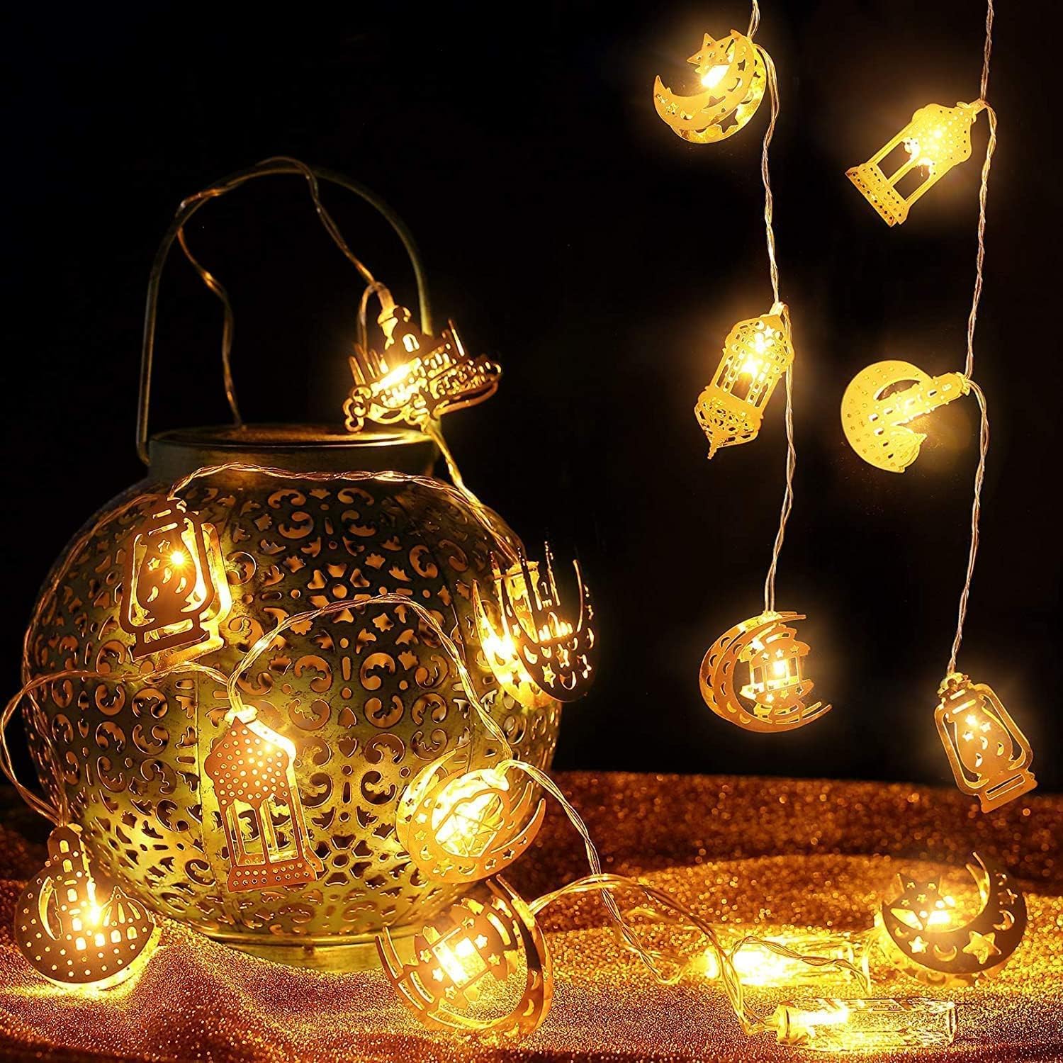 Ramadan String Lights, Eid Moon Star Kerosene Lantern Lamp, 5.56 Feet ...