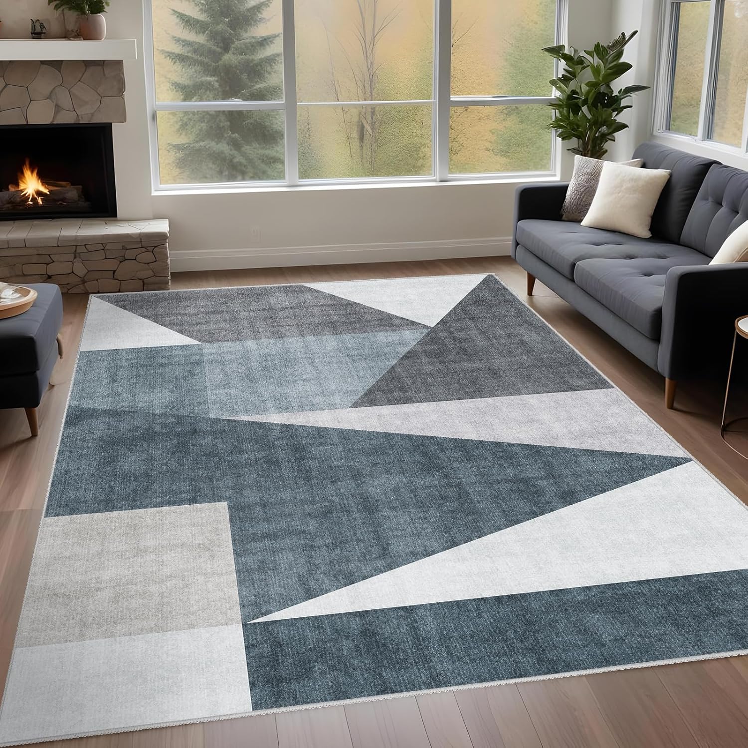 Amazon.com: Puino Washable Modern Area Rug: 5x7 Geometric Area Rugs for ...