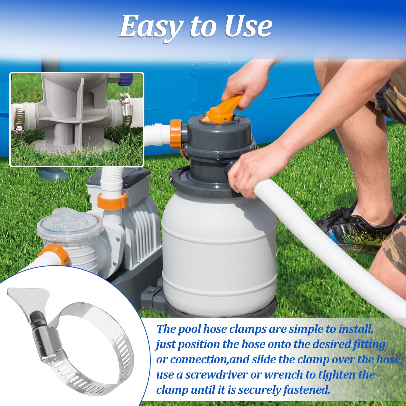 Snapklik.com : Metallic Hose Clamps Pool Clamps For Above Ground Pools ...