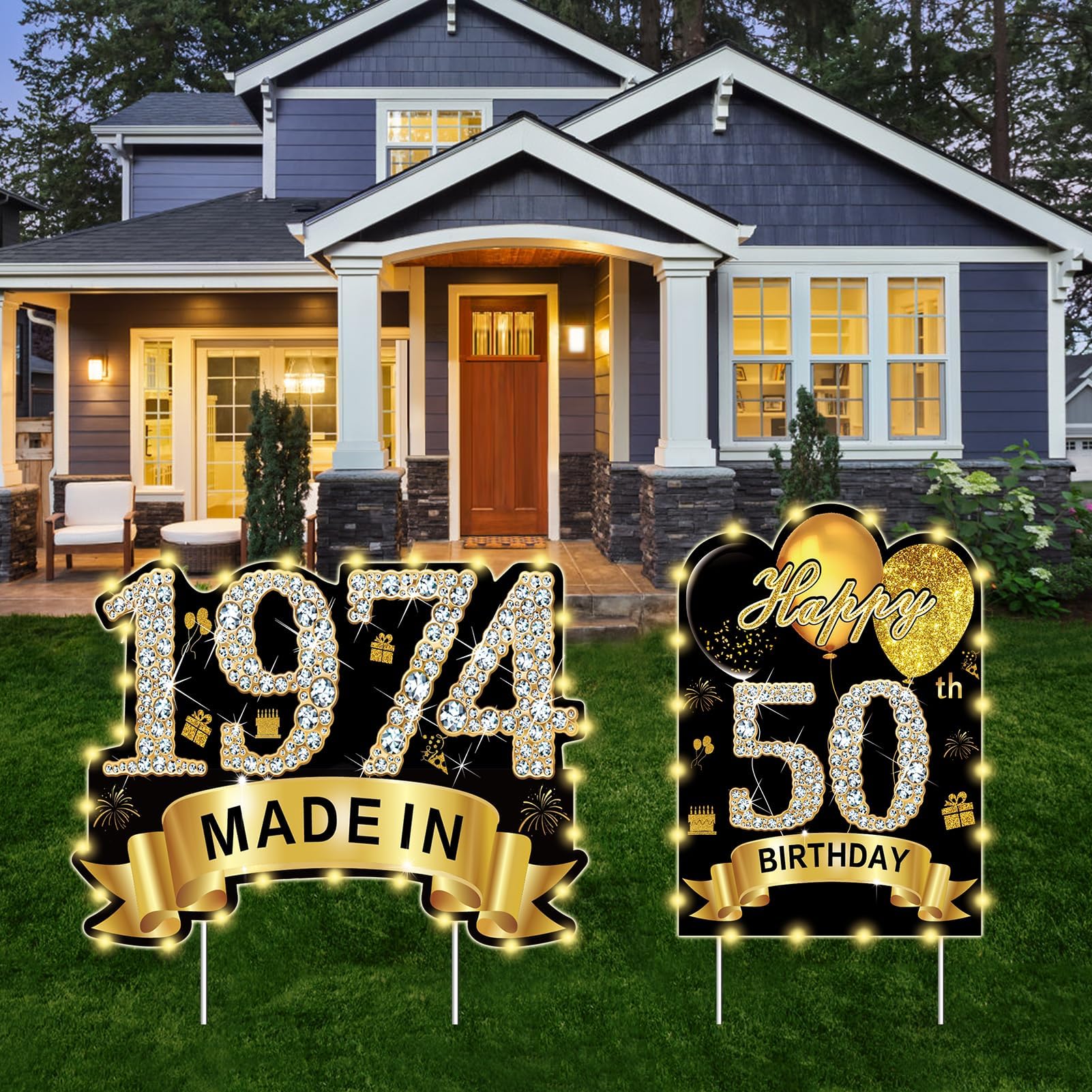 Amazon.com: Rngmsi 50th Birthday Yard Signs - 3PCS Happy 50th Birthday ...