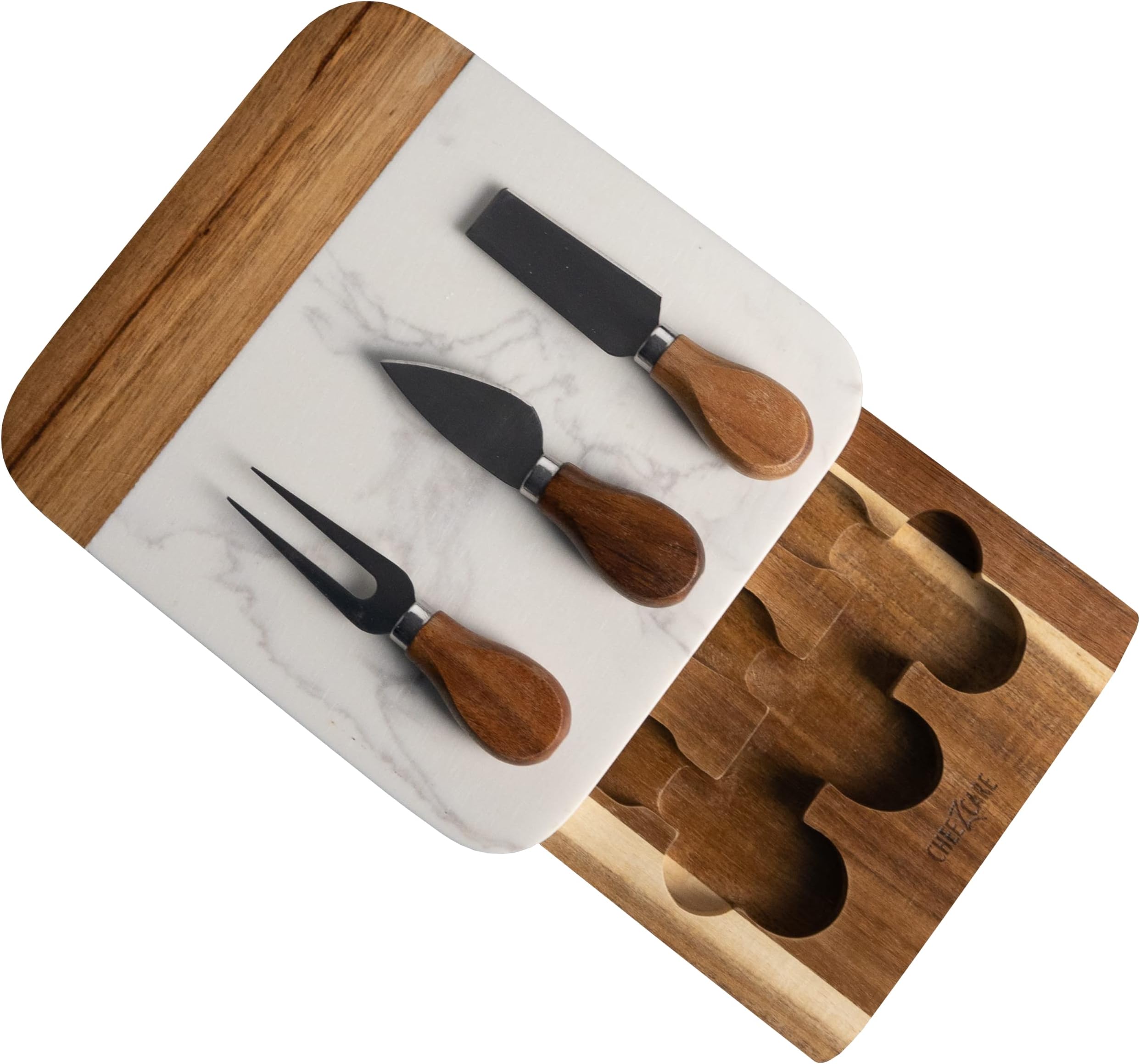 Amazon.com: Charcuterie Board Gift Set Acacia Wood and Marble - 11 ...