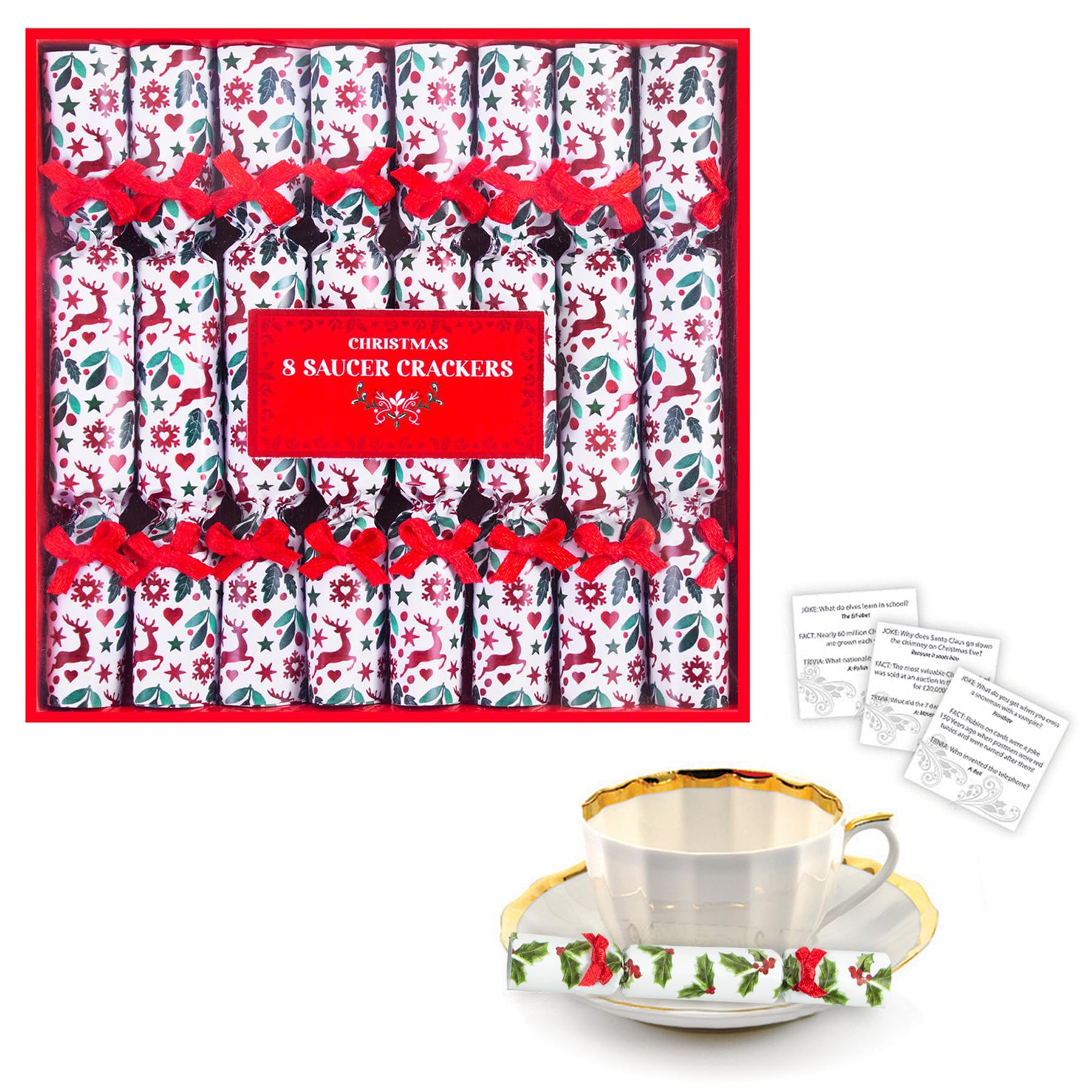 8 Pack Luxury Miniature Crackers - Breakfast, Afternoon Tea, Saucer ...