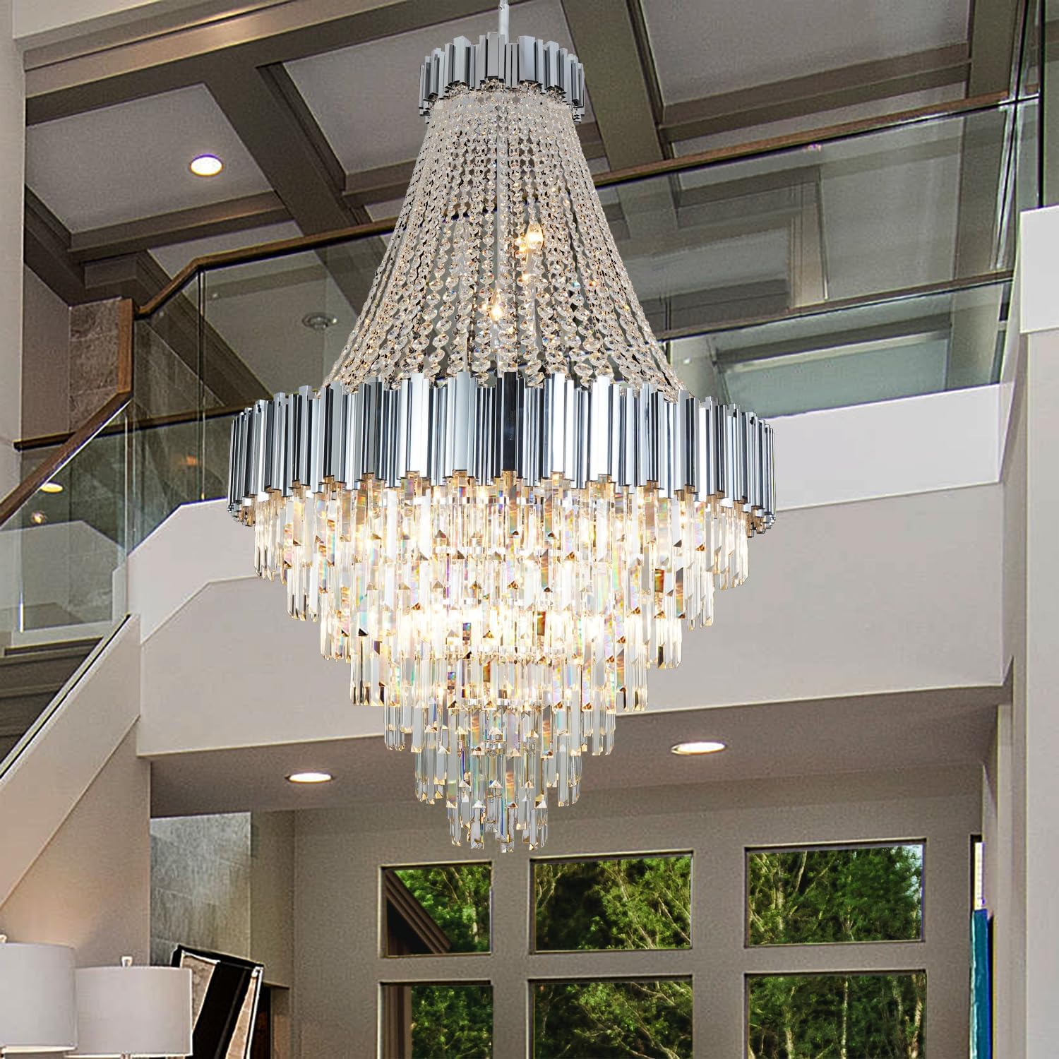 ANTILISHA Crystal Chandeliers Contemporary Chandelier Foyer Entryway ...
