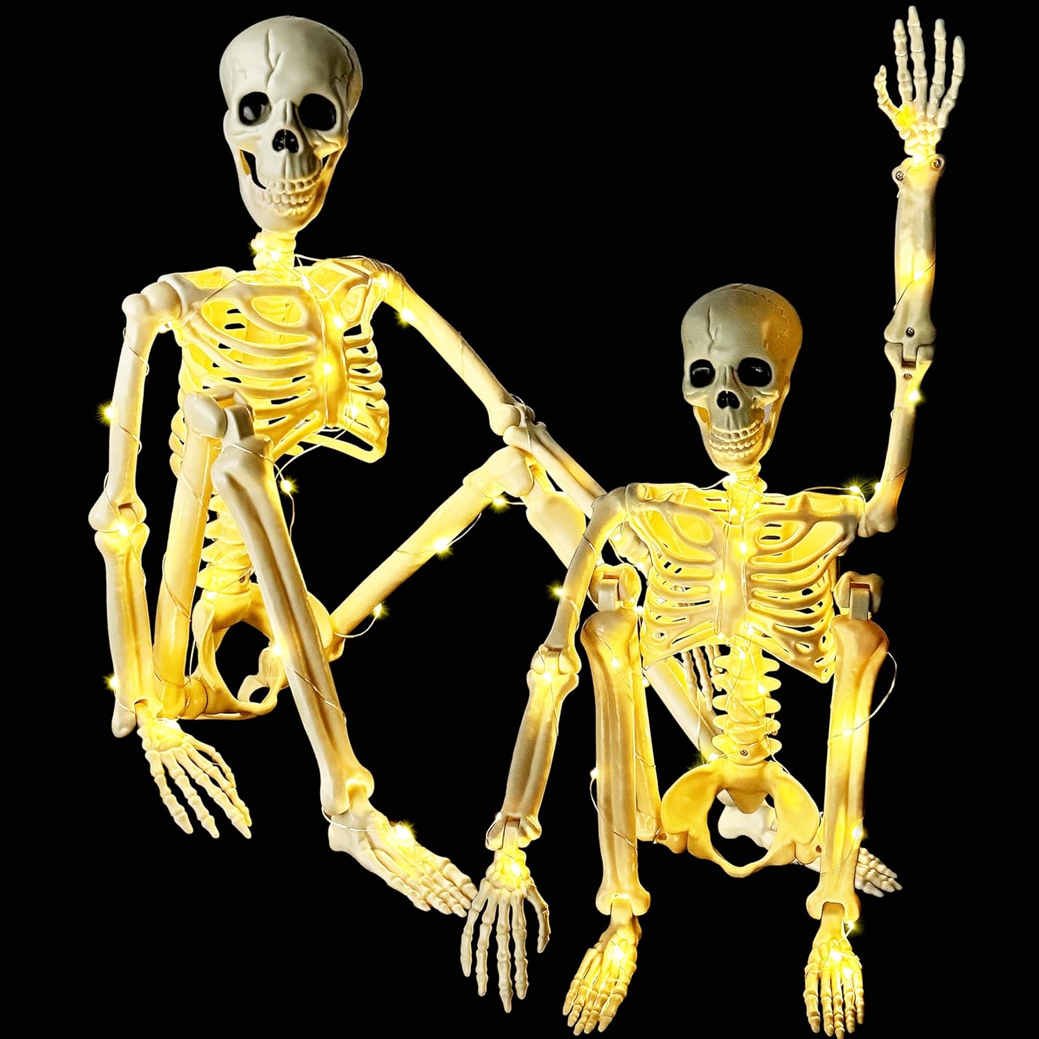 Amazon.com : 2 Pack Halloween Decorations 36" Skeleton with Light ...