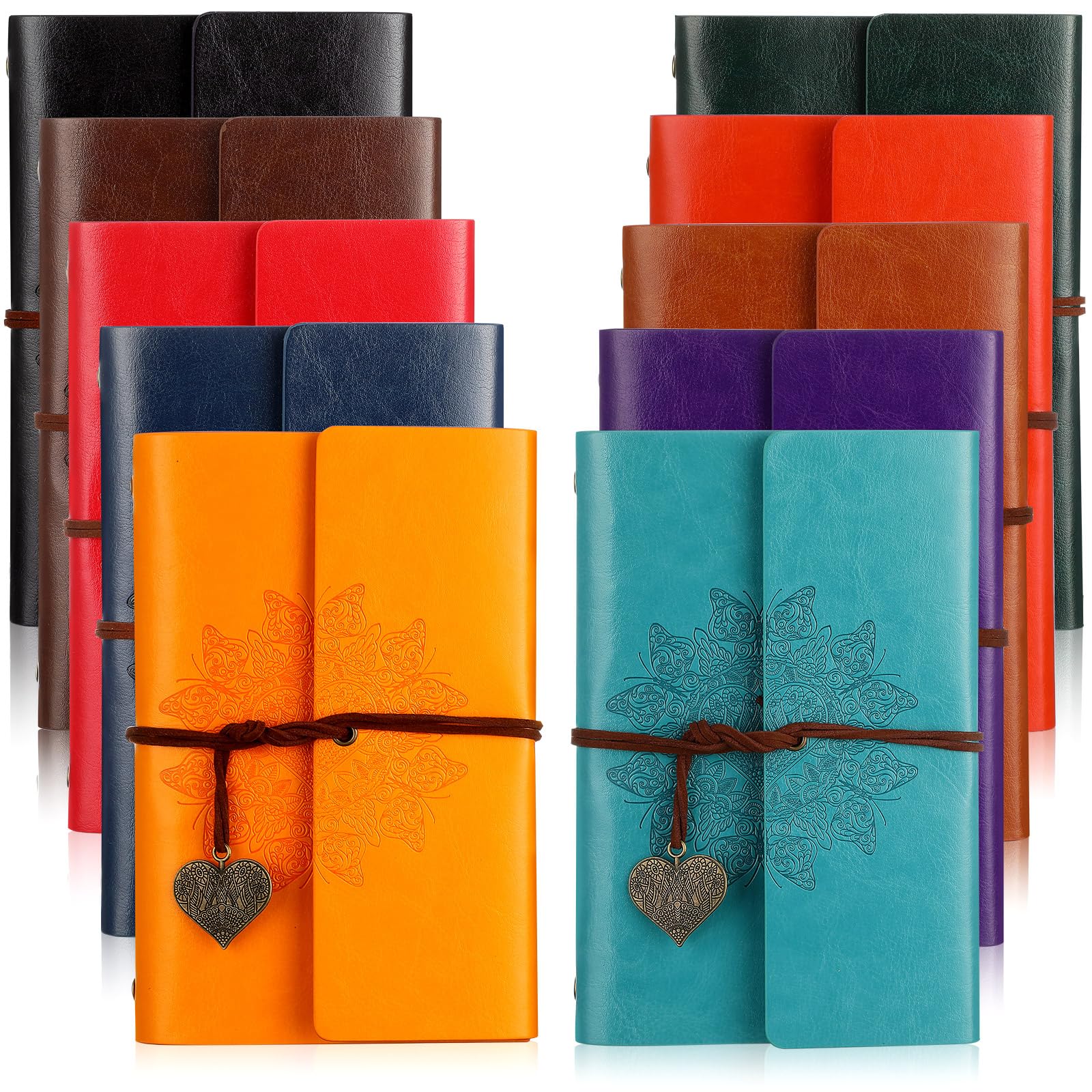 10 Pack PU Leather Journal Notebook Refillable Travel Vintage Journal 6 ...
