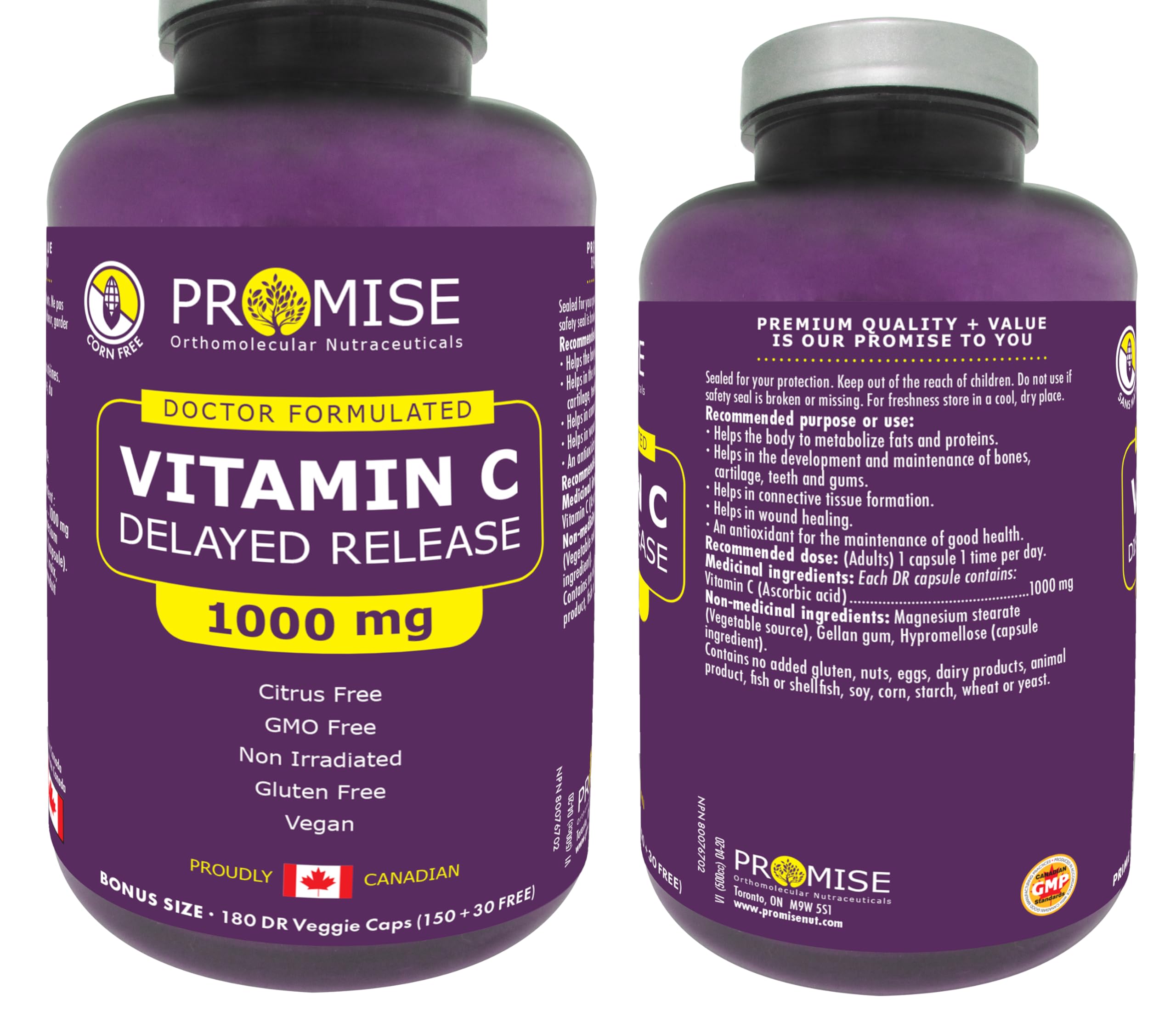 Promise Vitamin C - High Potency 1000mg 180 Capsules- High Immunity ...