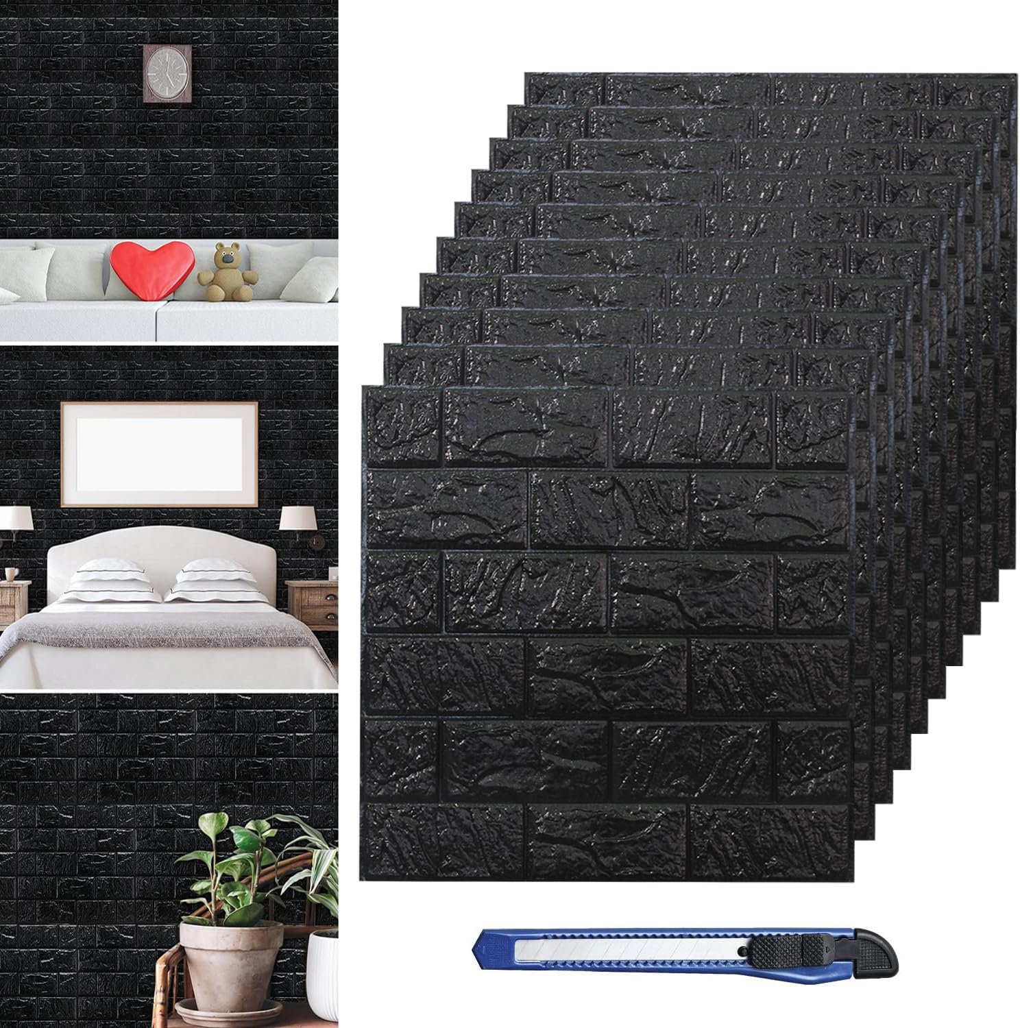 KITCHEN CHOICE Paneles de Pared 3D,10Pcs Ladrillo Pantalla 30cmx30cm ...