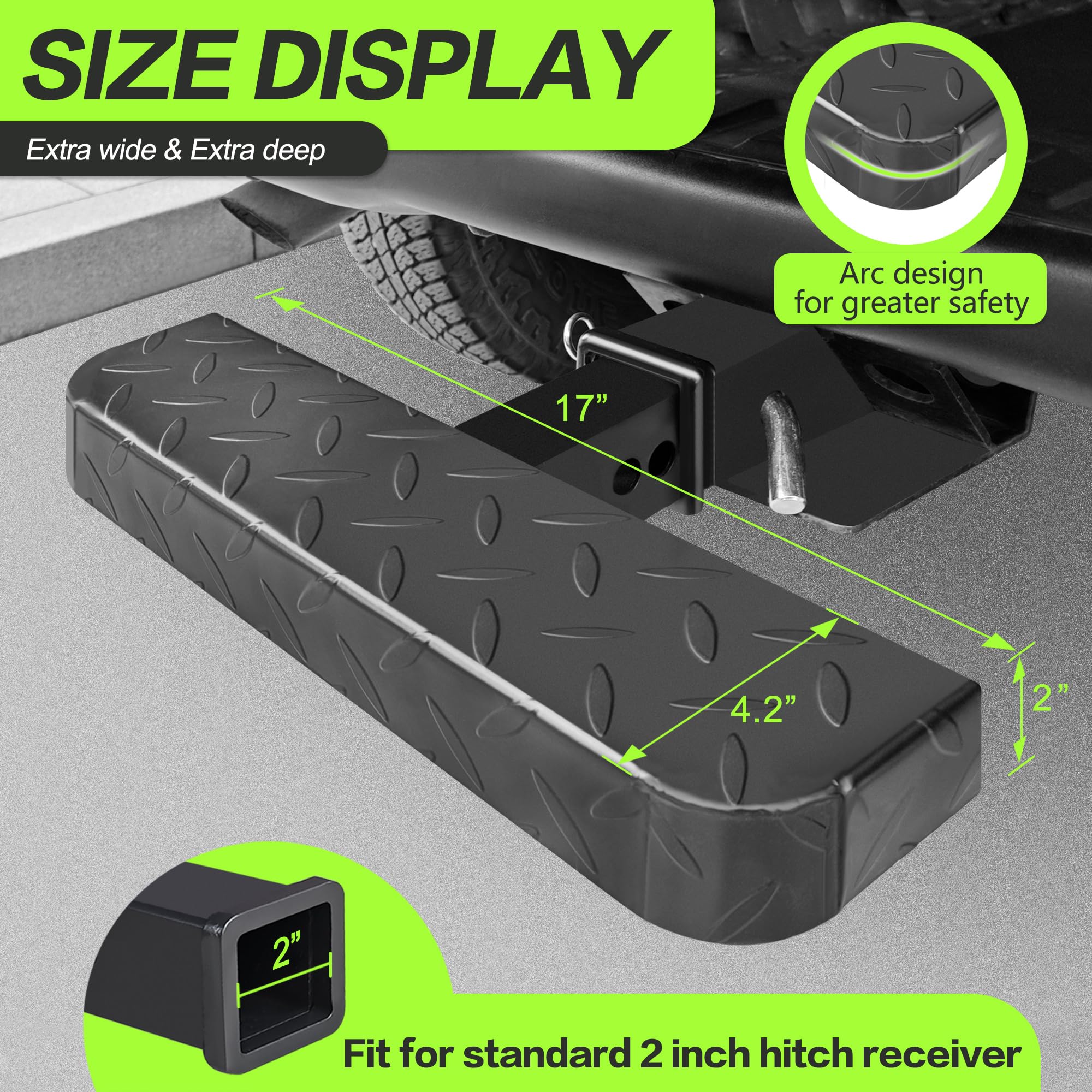 Snapklik.com : KAIRAY Universal Hitch Step For 2" Receivers, Anti Slip ...